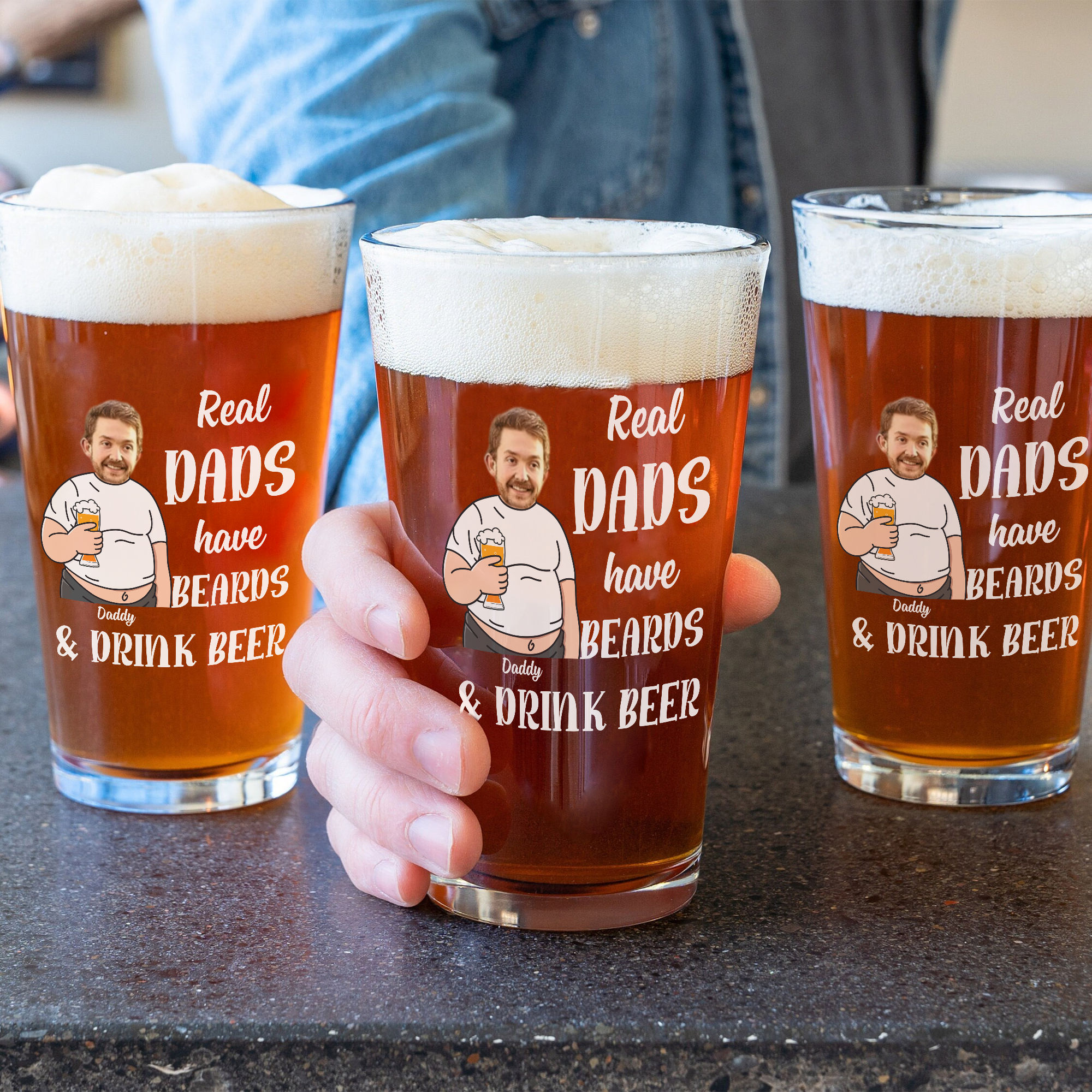 Photo Beer Glass - Real Dad have beards and drink beer - Father's Day ...