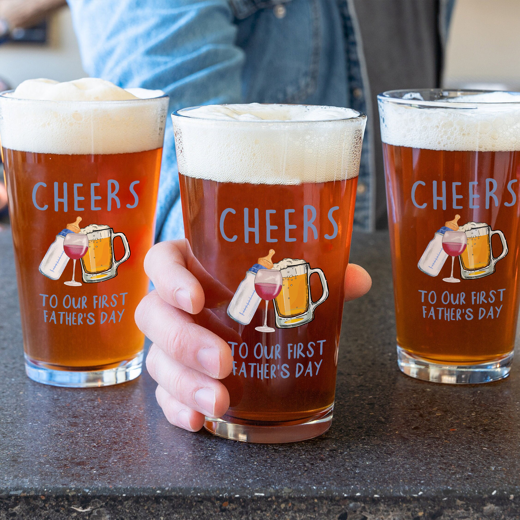 Beer Glass - Cheers to Our First Father's Day - Father's Day Gift, Gift ...