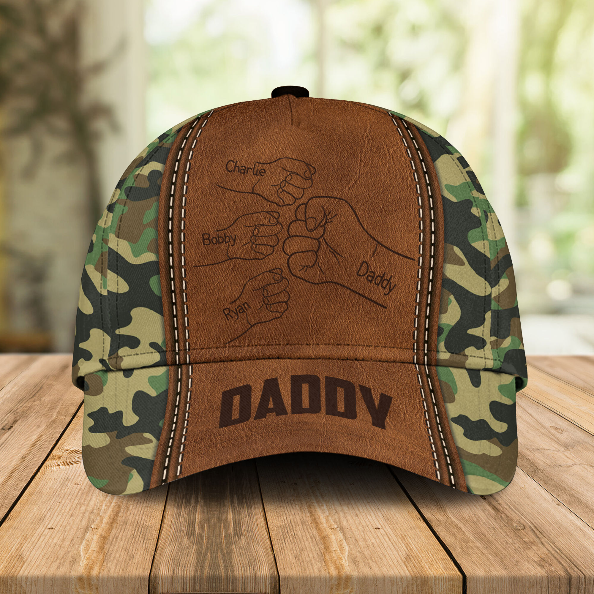 Personalized Classic Cap - Outline Fist Bump Daddy Grandpa (v2 ...