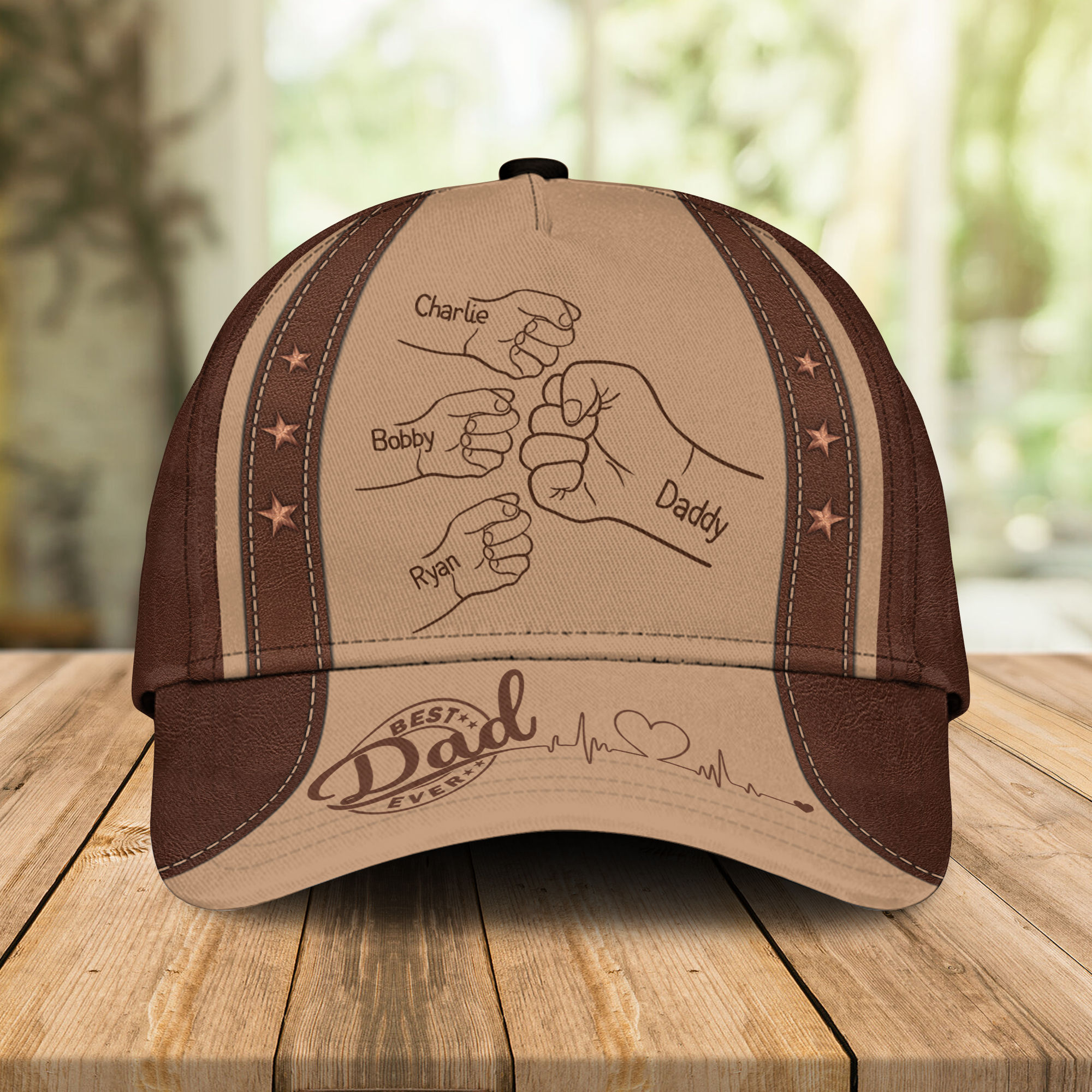 Personalized Classic Cap - Outline Fist Bump Daddy Grandpa (v4 ...