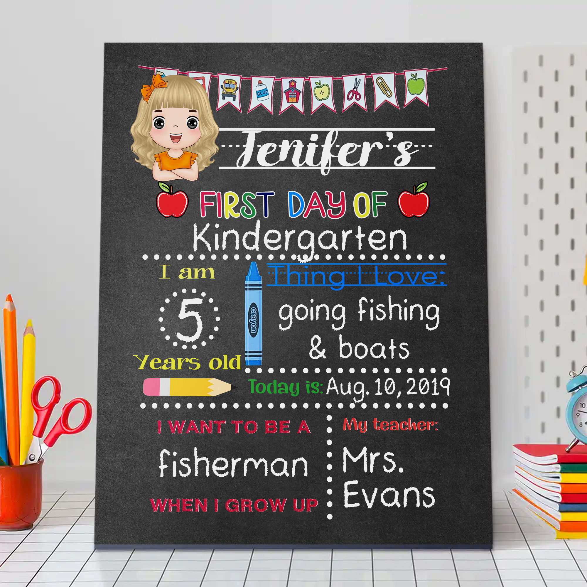 Back to School Chalkboard - First and Last Day of School Sign (62419 ...