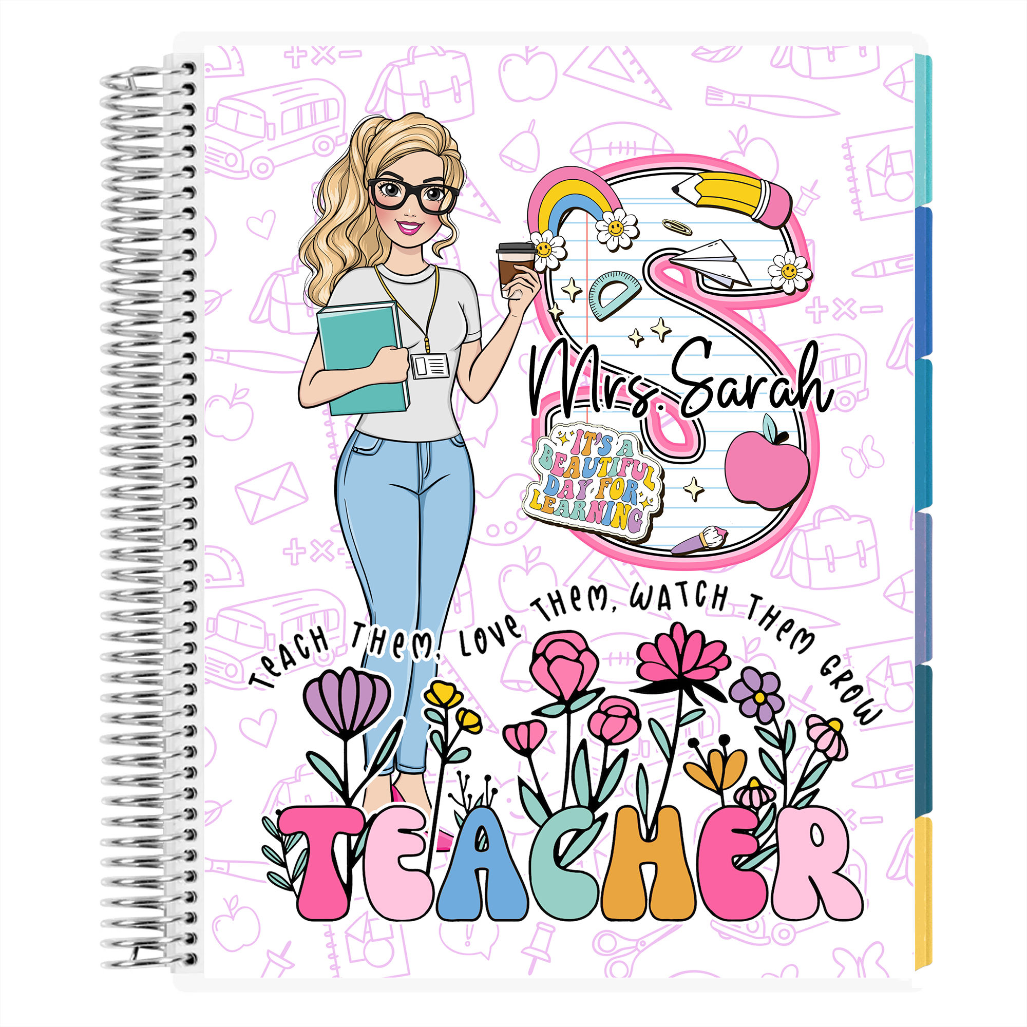 Planner - Teacher Planner & Calendar, Personalized Teacher Planner 2024 ...