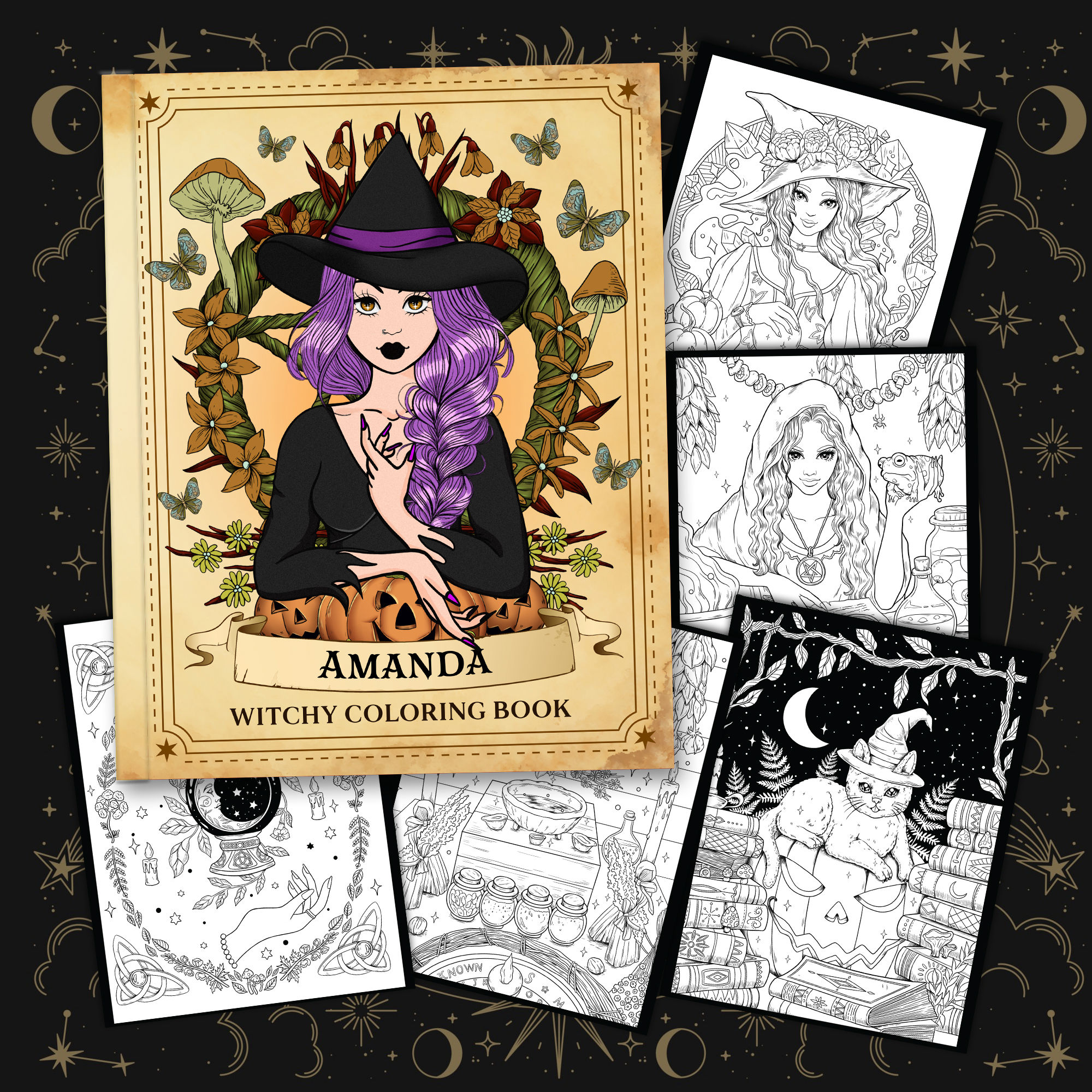 Personalized Coloring Book - Witchy Coloring Book for Relaxing (64150 ...