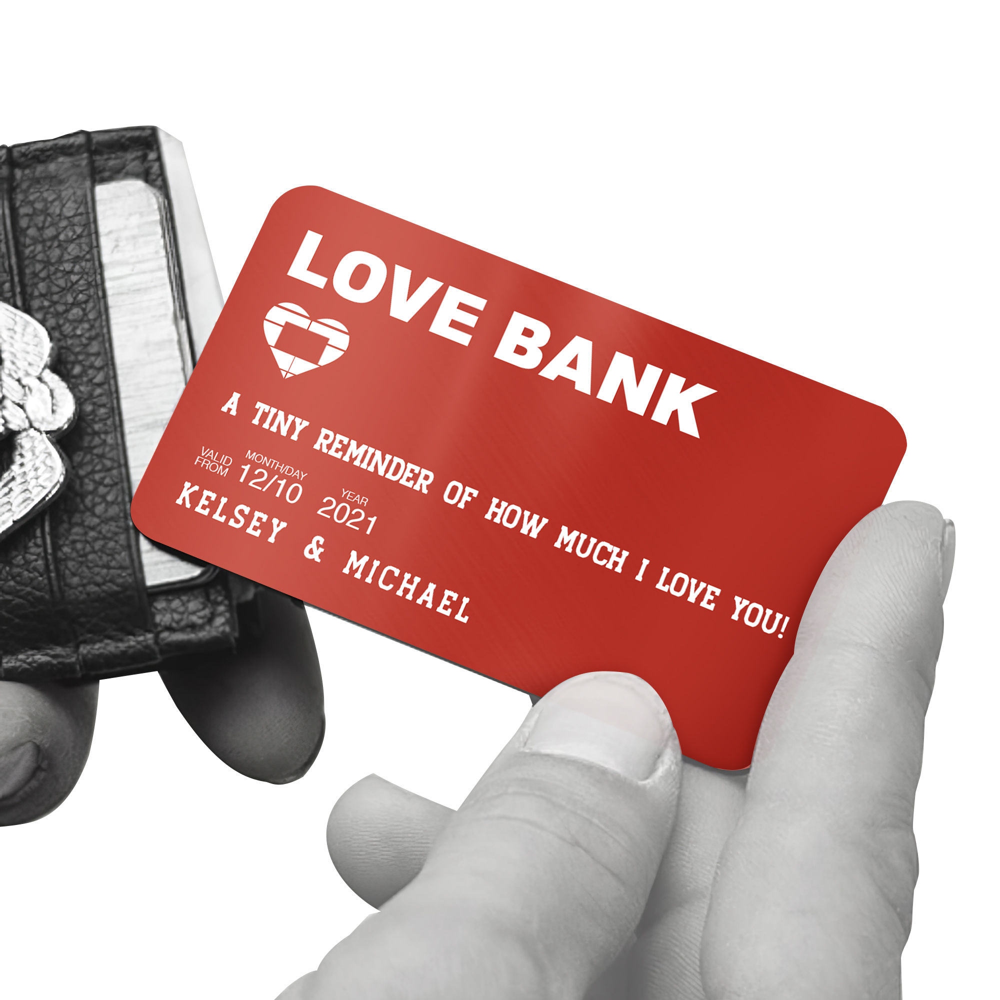 Couple - Valentine's Day - Personalized Love Bank Wallet Card, Long ...