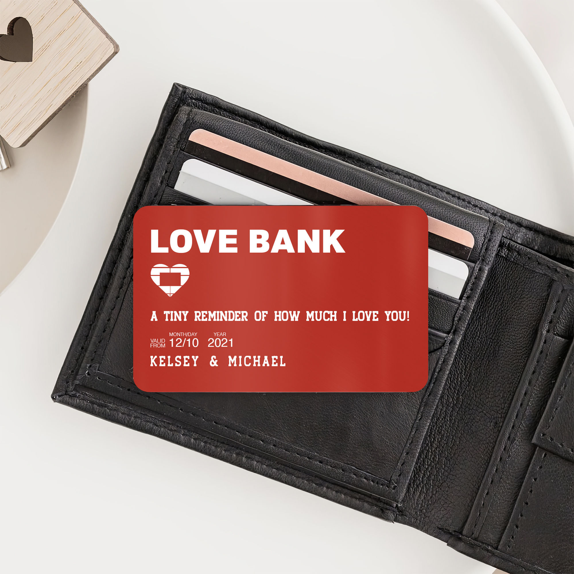 Couple - Valentine's Day - Personalized Love Bank Wallet Card, Long ...