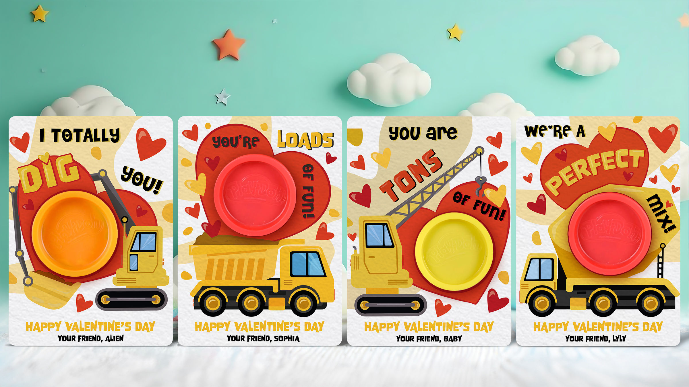 Set 05 Cards - You Are Tons Of Fun! - Play Dough Valentines Gift Card ...