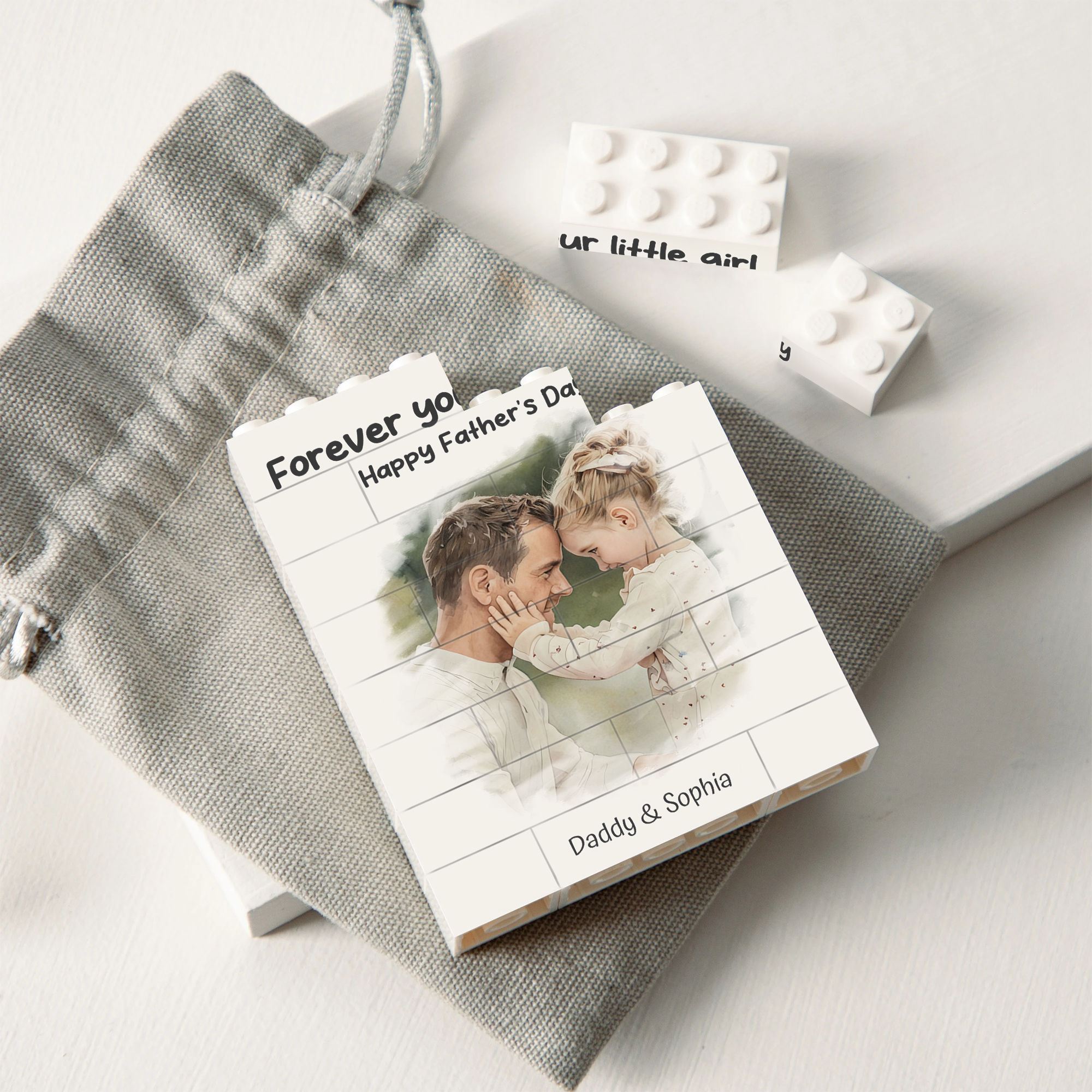Personalised Brick Photo block - Forever your little girl - Gift for ...