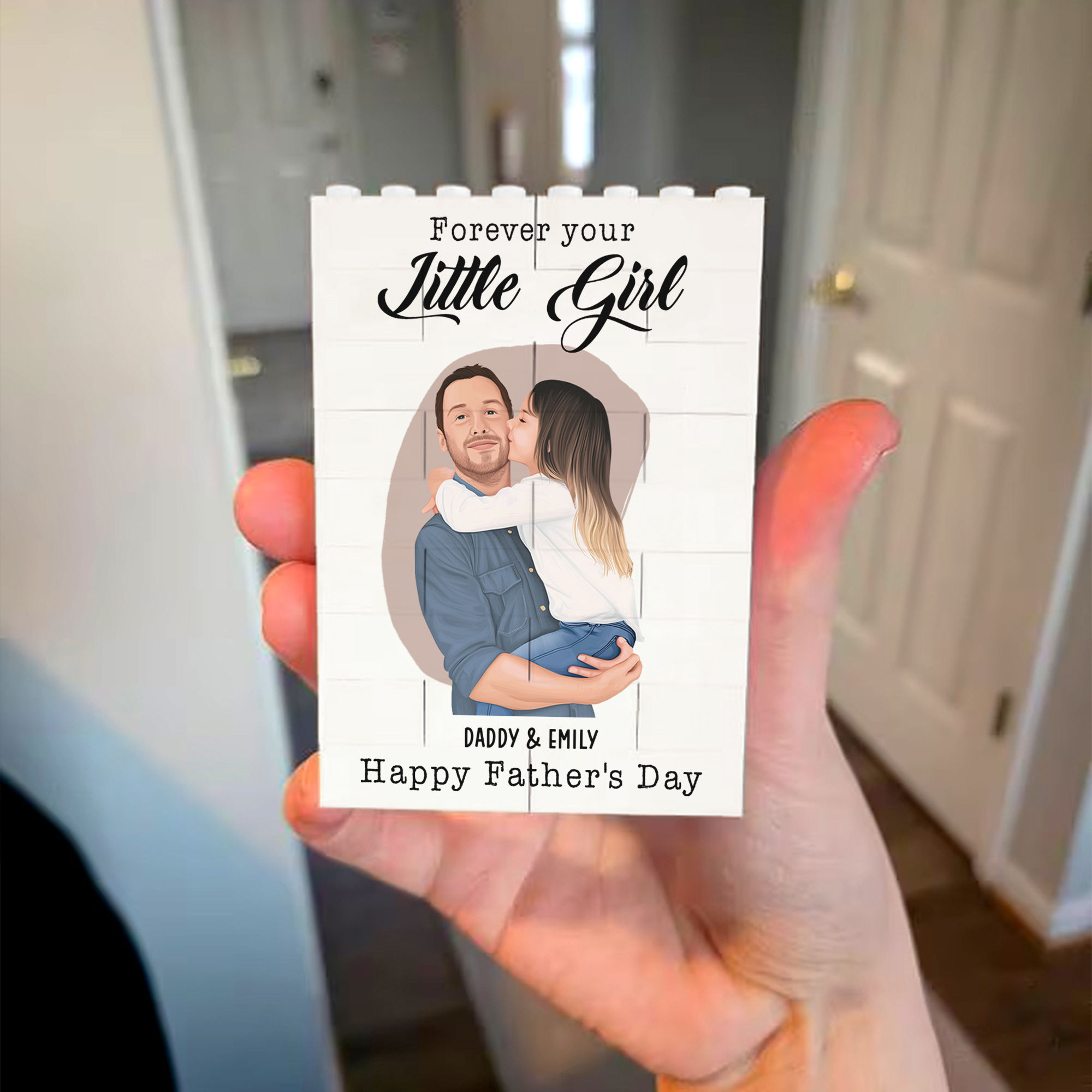 Personalised Brick Photo block - Forever your little girl - Gift for ...
