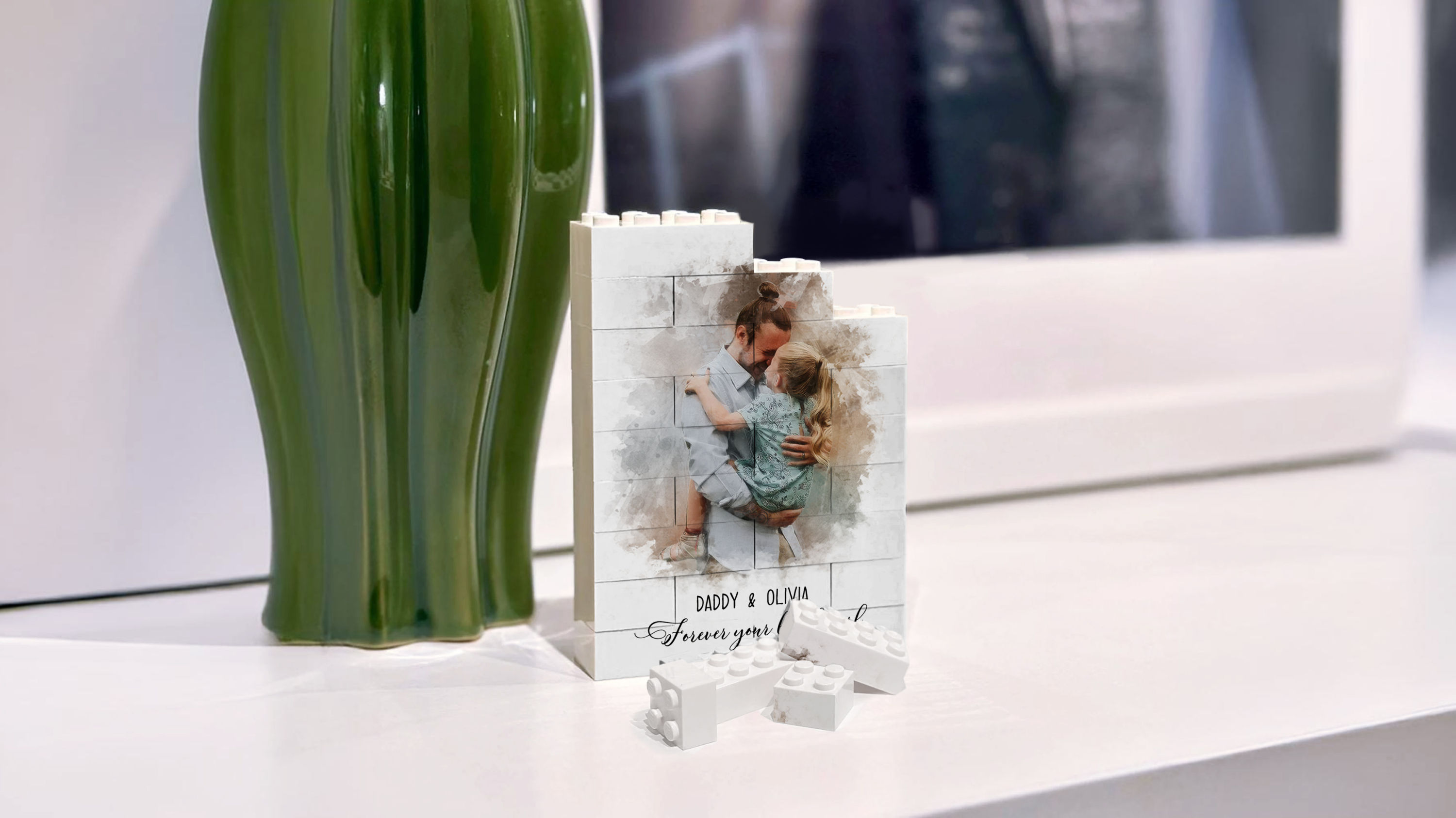 Personalised Brick Photo block - Forever your little girl - Gift for ...