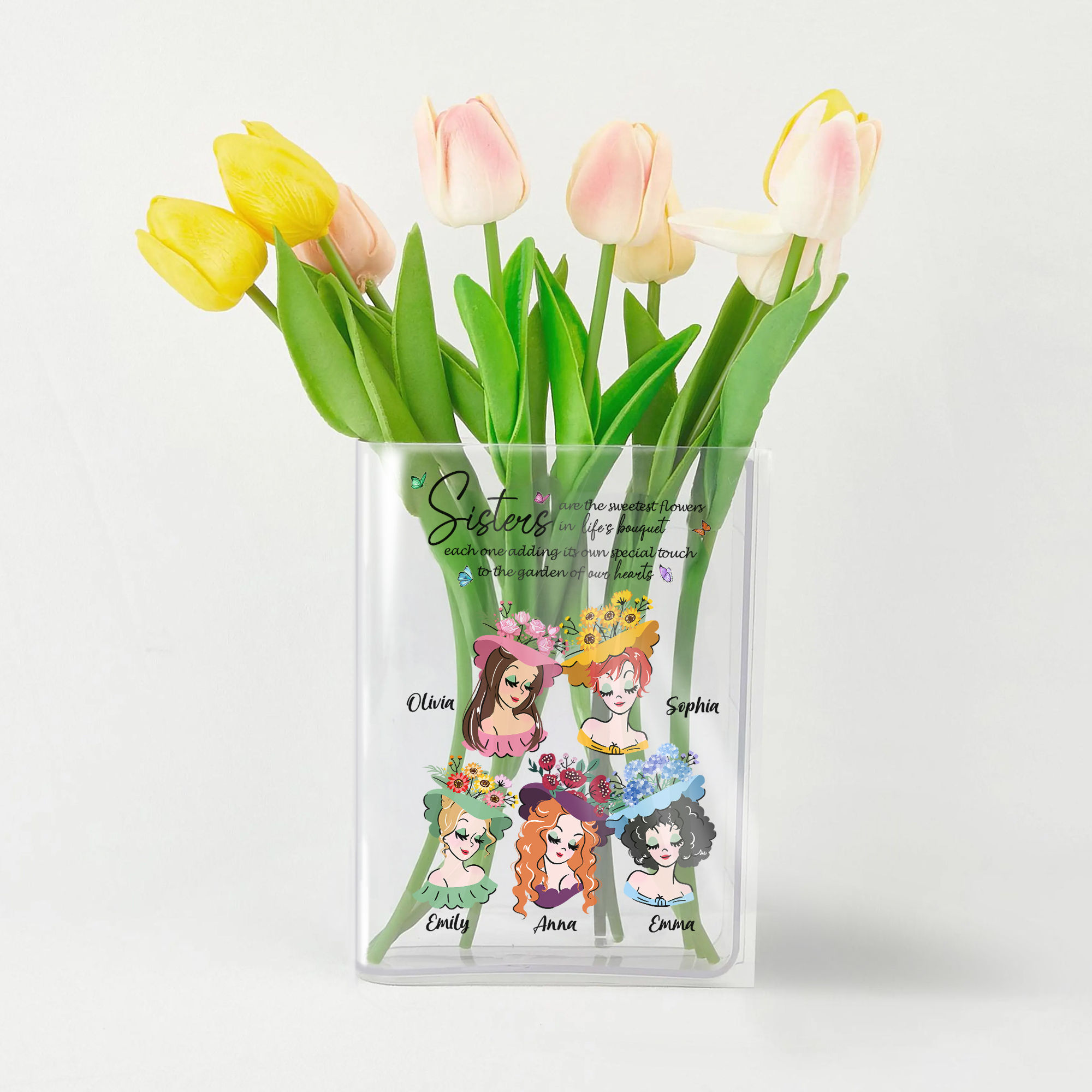 Gossby Acrylic Book Vase - Sisters are the sweetest flowers in life's ...