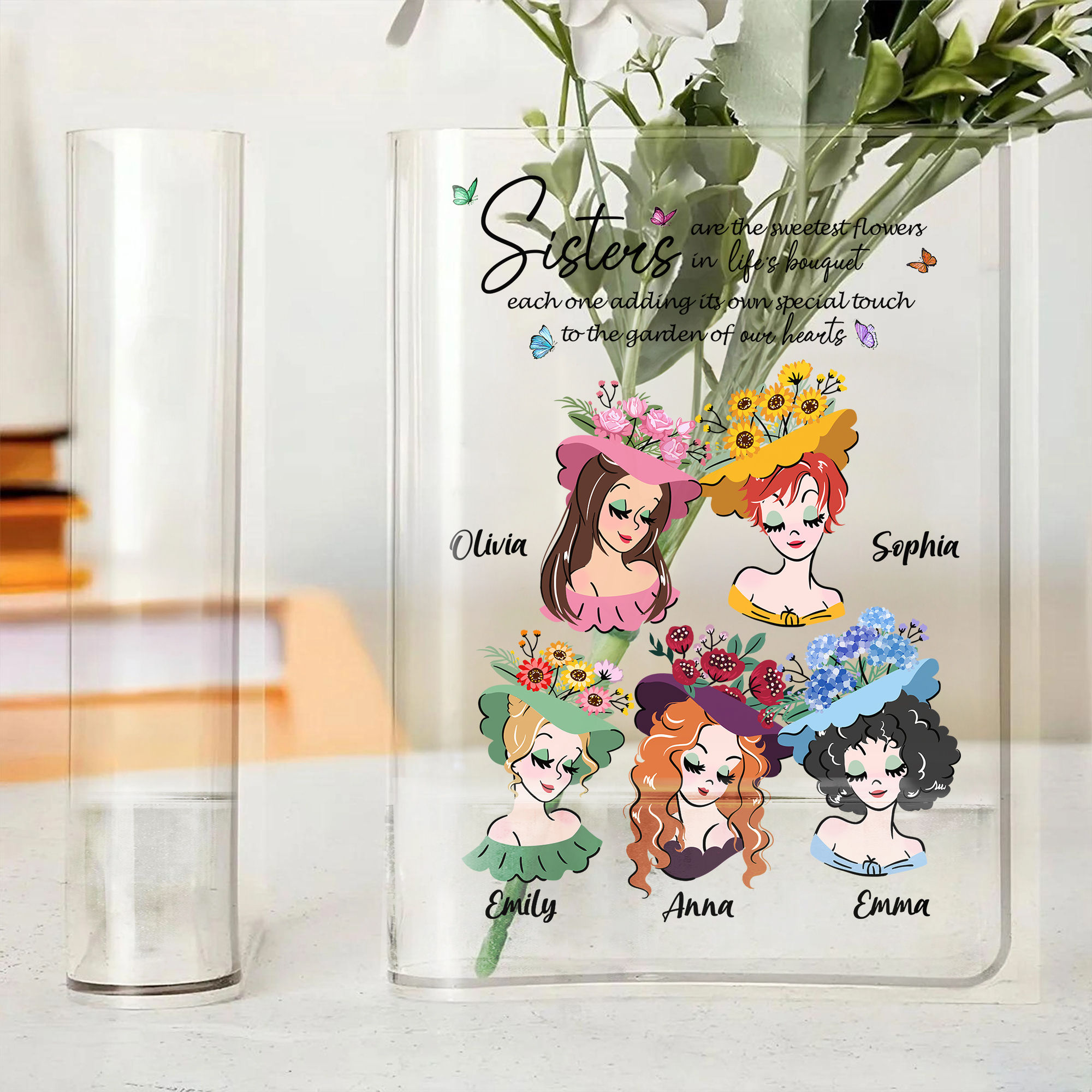 Gossby Acrylic Book Vase - Sisters are the sweetest flowers in life's ...