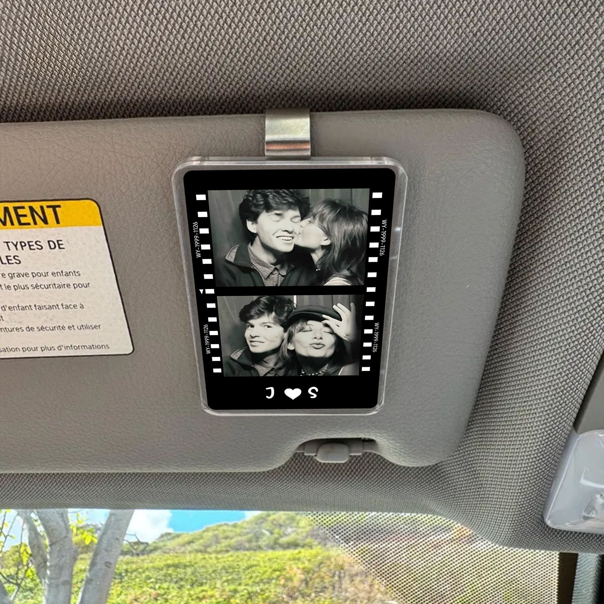 Gossby Photo Car Visor Clip Custom Couple Photo Car Gift for him