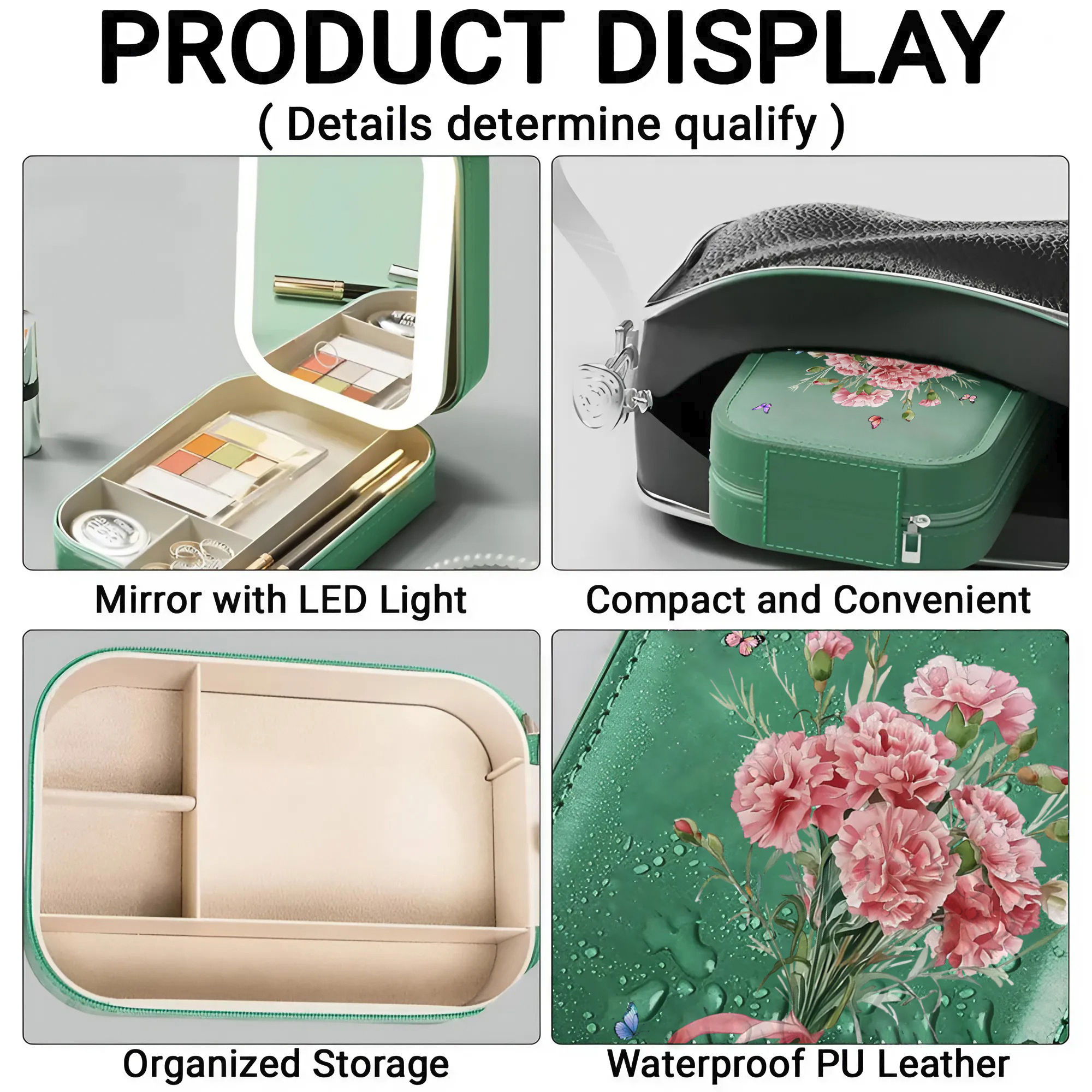 Personalized Makeup Box With LED Mirror - Birthmonth Flower With Name - Gift for Her - Trendy ...