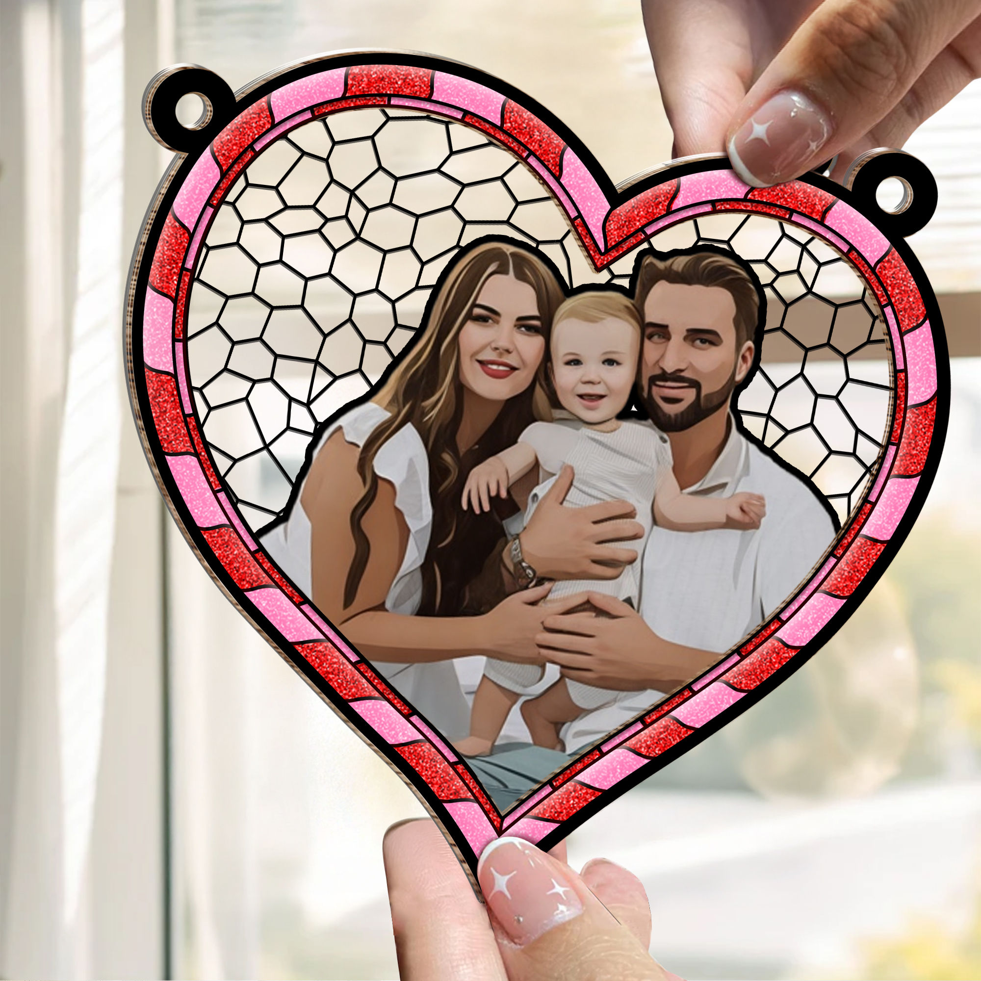 Family Suncatcher - Custom Photo Where There Is Love There Is Family ...