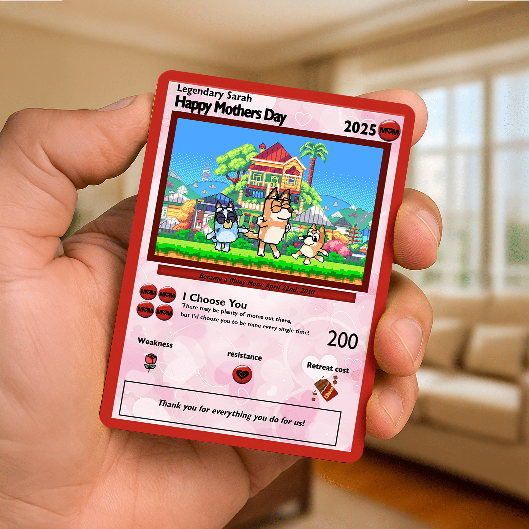 Personalized Poke Mother's Day Card - Happy Mother's Day - Bluey Family ...