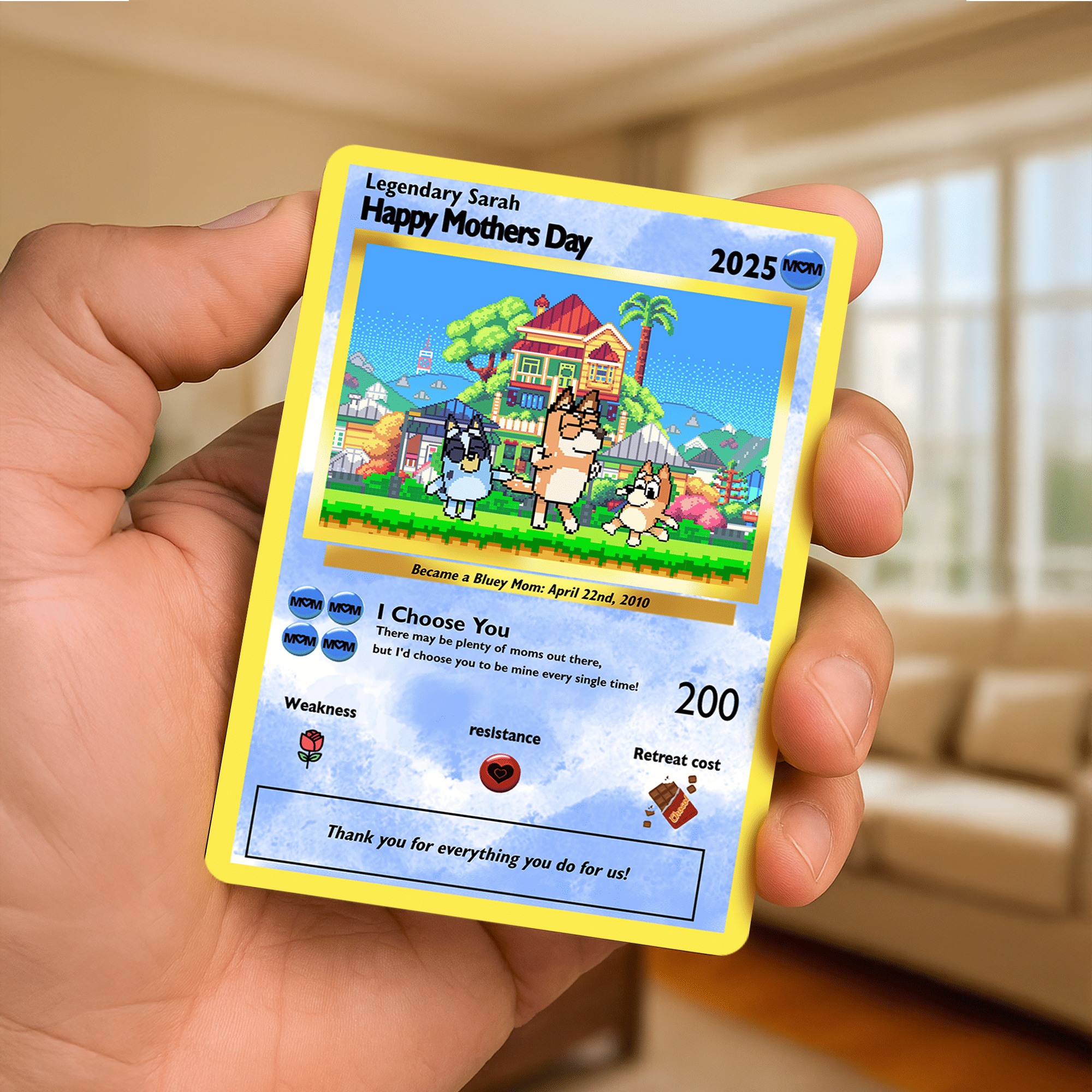 Personalized Poke Mother's Day Card - Happy Mother's Day - Bluey Family ...