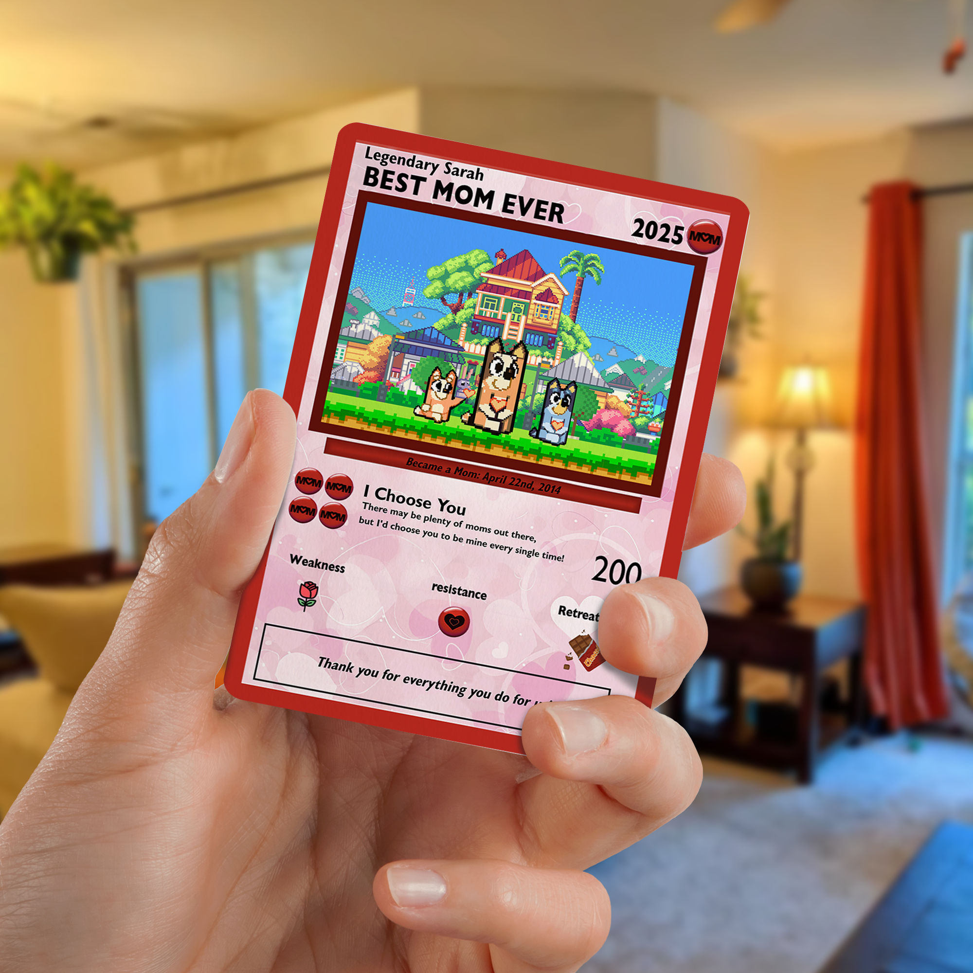 Personalized Poke Mother's Day Card - Best Mom Ever - Bluey Family ...