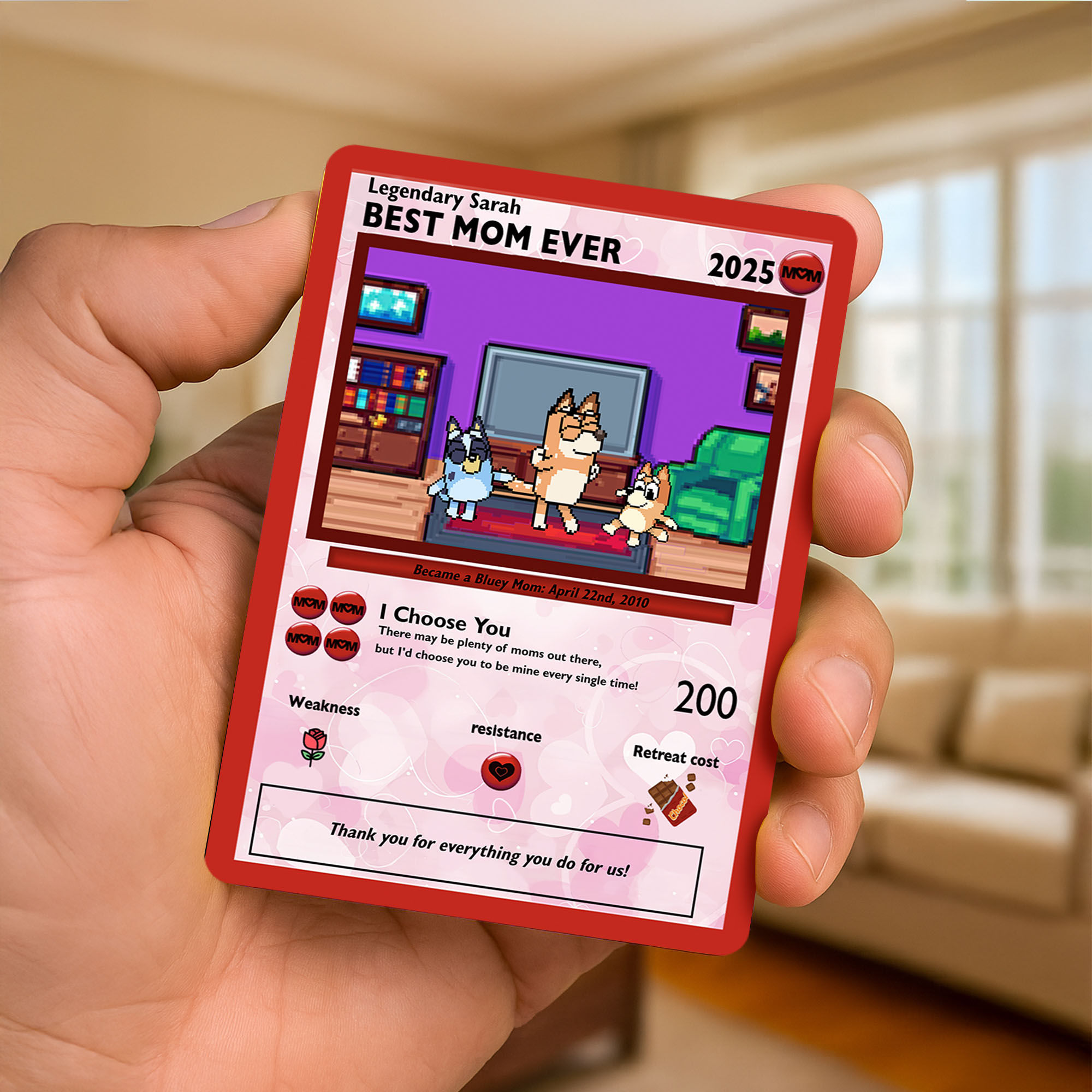 Personalized Poke Mother's Day Card - Best Mom Ever - Bluey Family ...