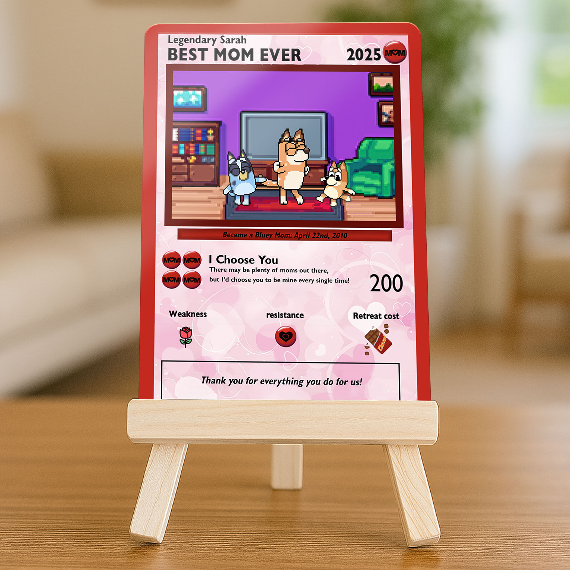 Personalized Poke Mother's Day Card - Best Mom Ever - Bluey Family ...