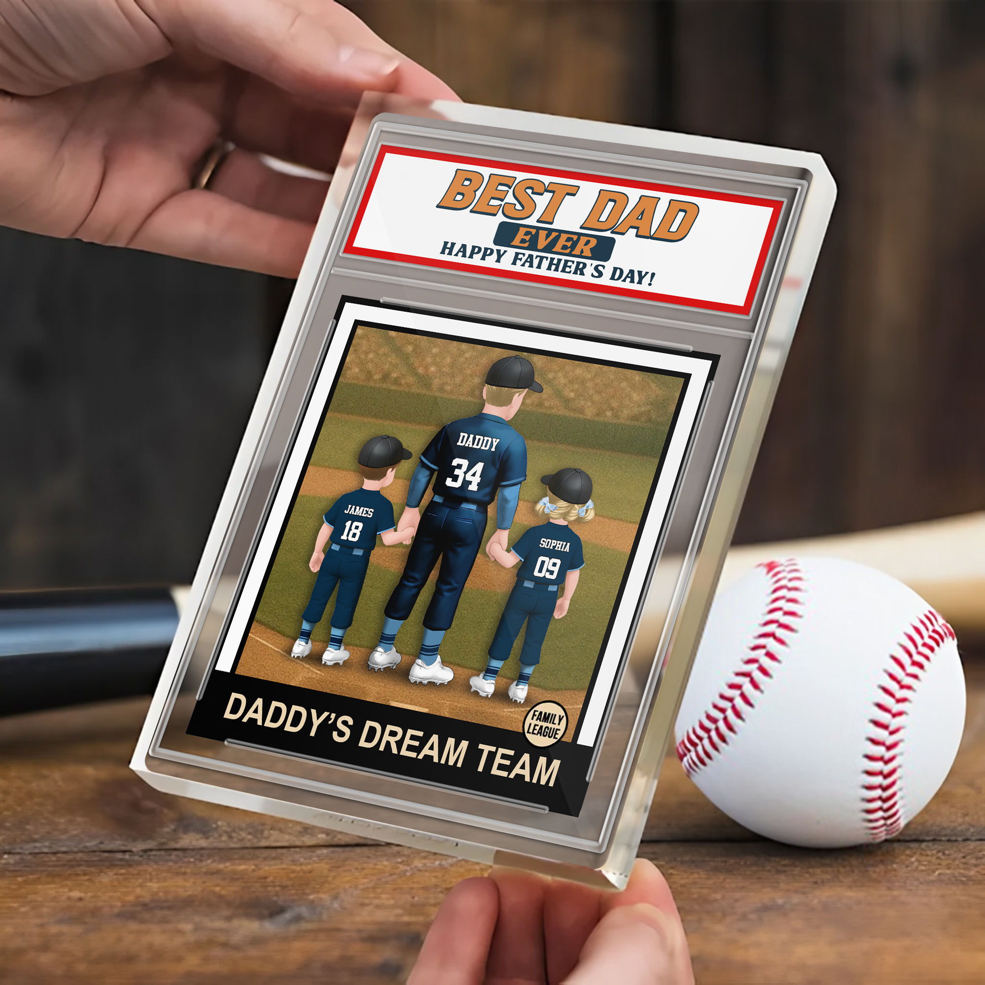Personalized Acrylic Block Plaque - Best Dad Ever Baseball Custom ...