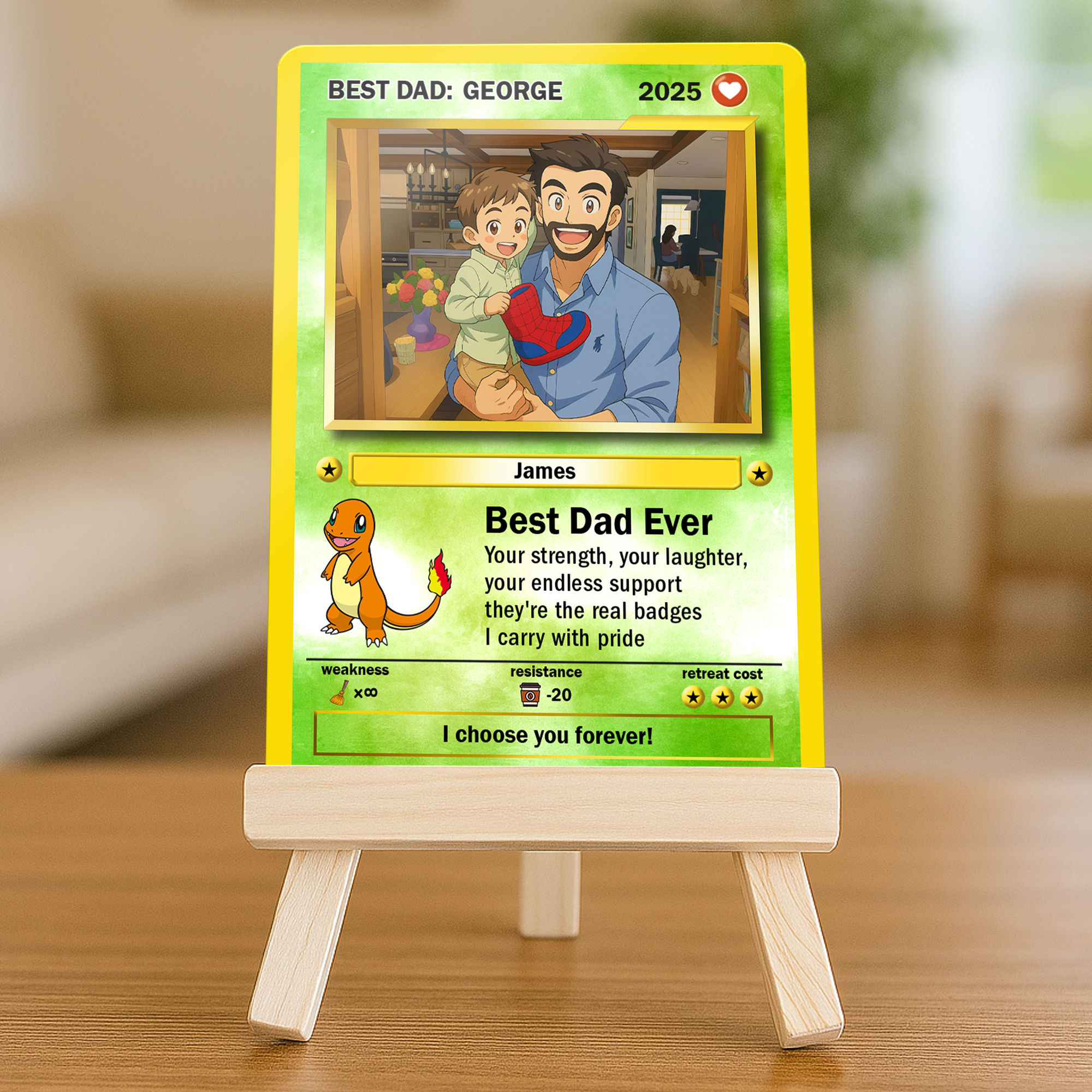 Poke Dad Card - Custom Poke Art Card - CUSTOM ANIME PHOTO Dad Card, Dad ...