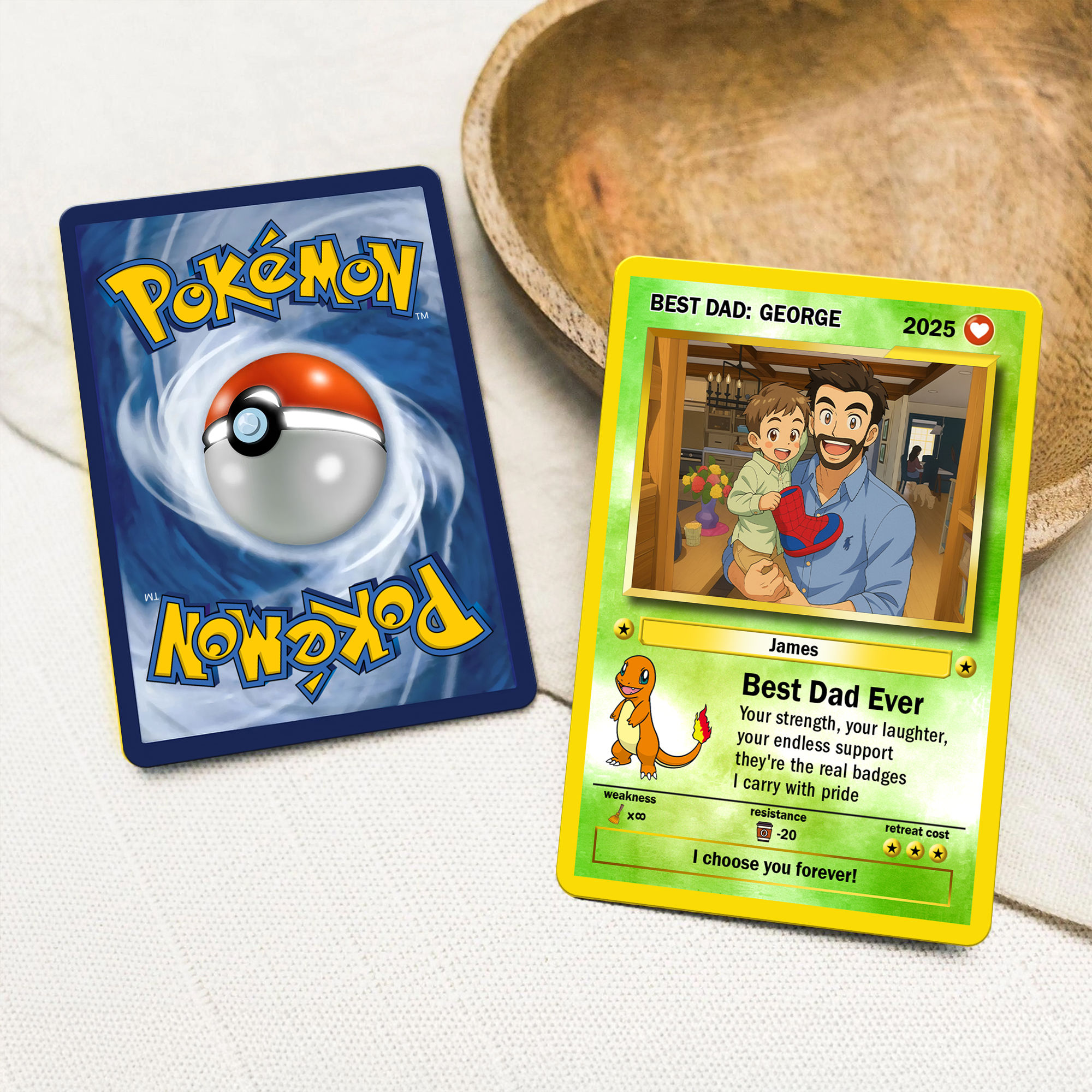 Poke Dad Card - Custom Poke Art Card - CUSTOM ANIME PHOTO Dad Card, Dad ...