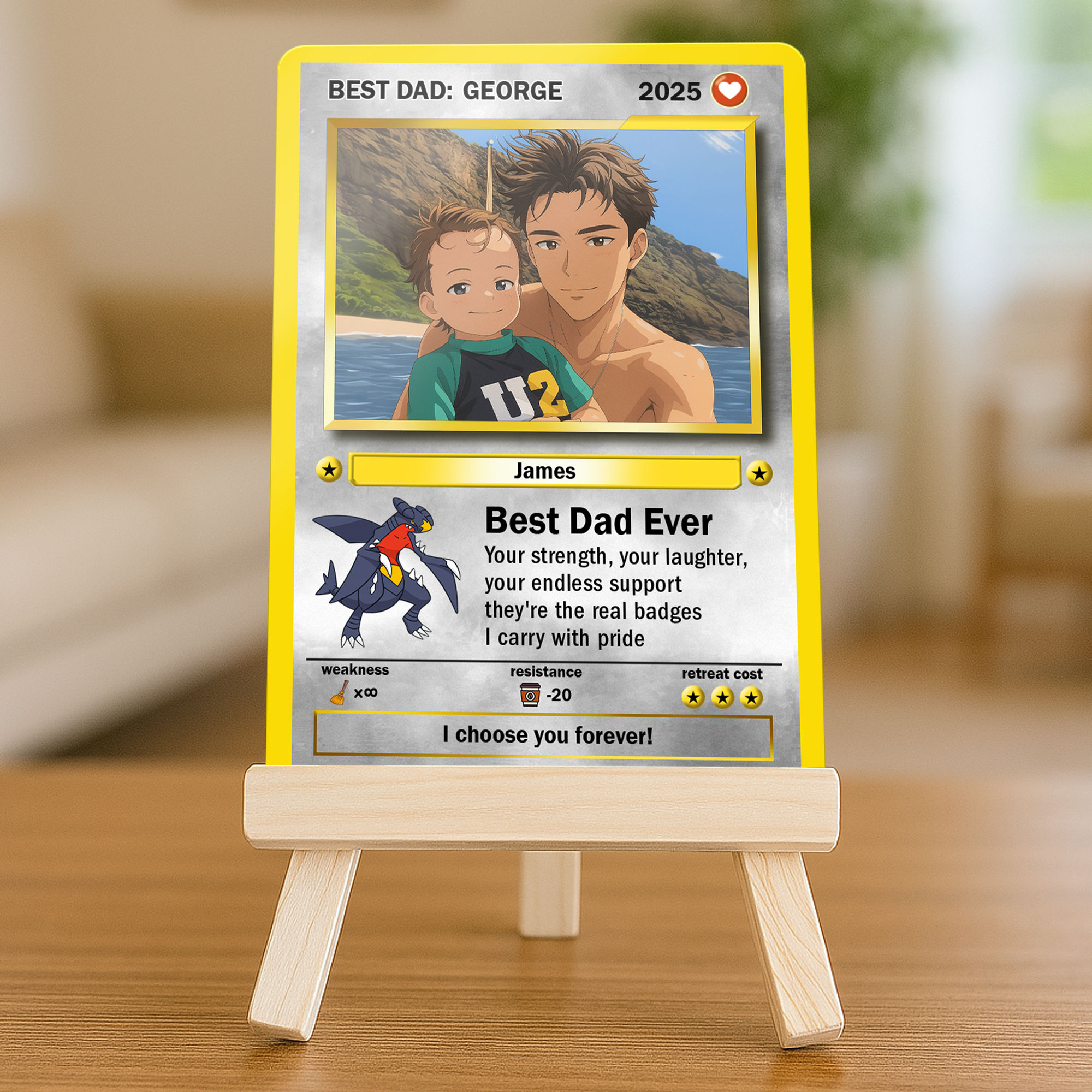 Poke Dad Card - Custom Poke Art Card - CUSTOM ANIME PHOTO Dad Card, Dad ...