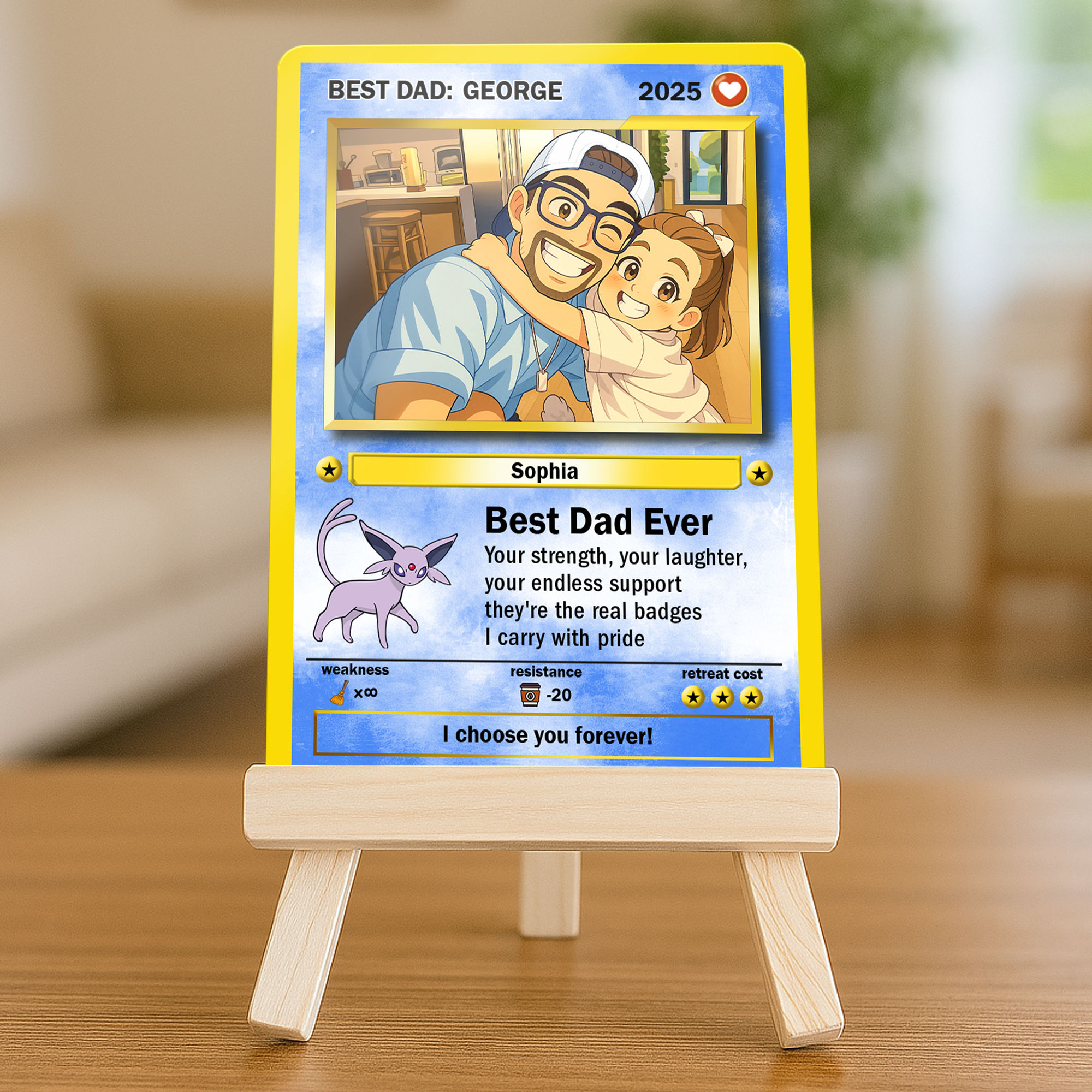 Poke Dad Card - Custom Poke Art Card - CUSTOM ANIME PHOTO Dad Card, Dad ...