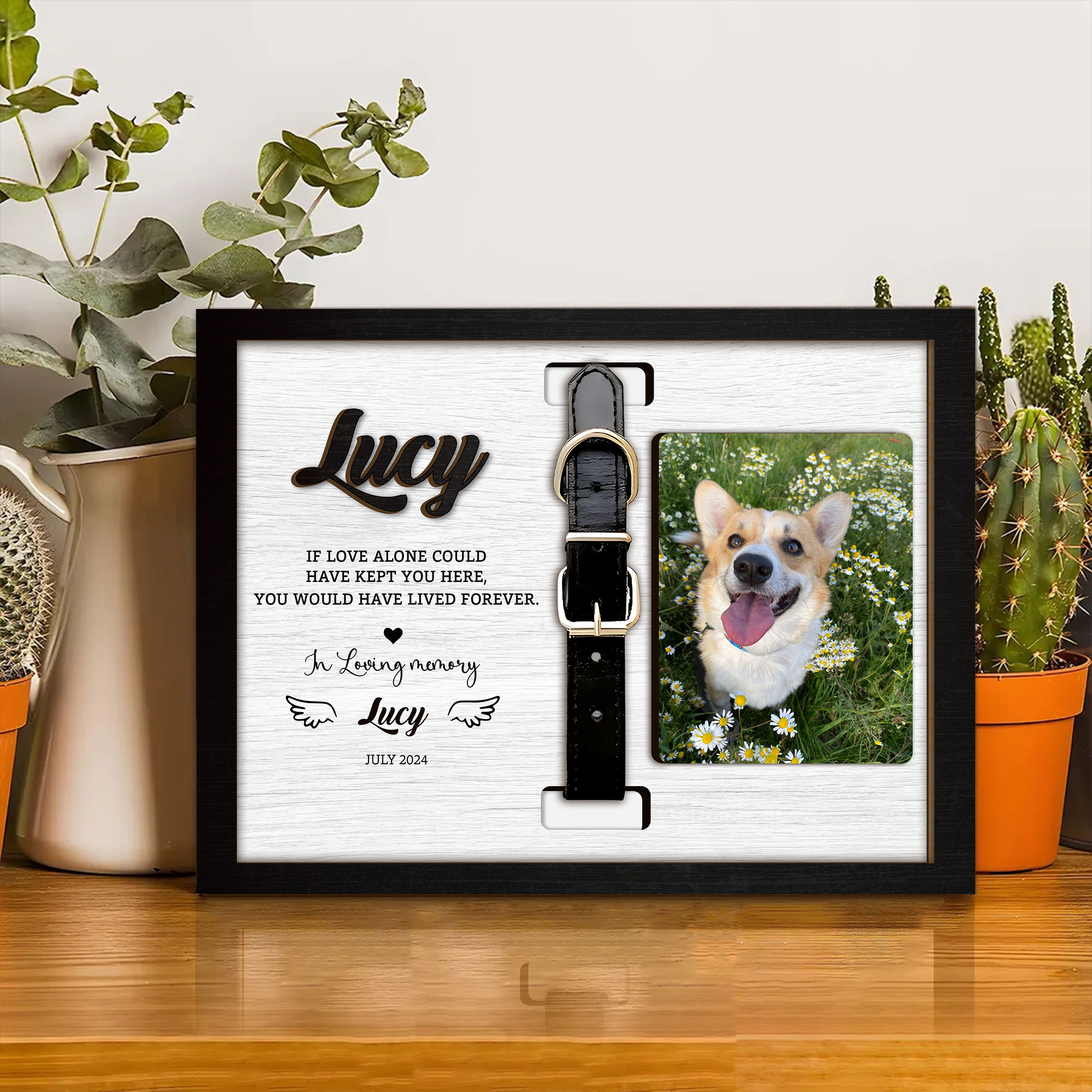 Dog Memorial Gifts - Personalized Dog Memorial Wood Frame With Collar ...