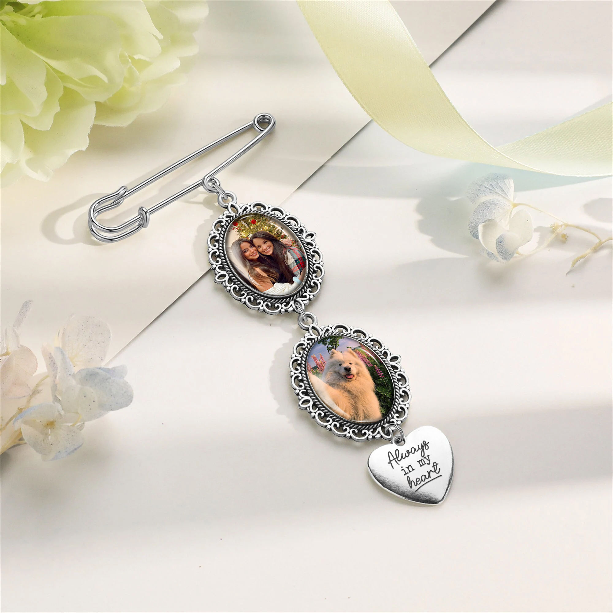 Memory Remembrance Pin - Bouquet Photo Pin - Bridal Bouquet Photo Charm ...