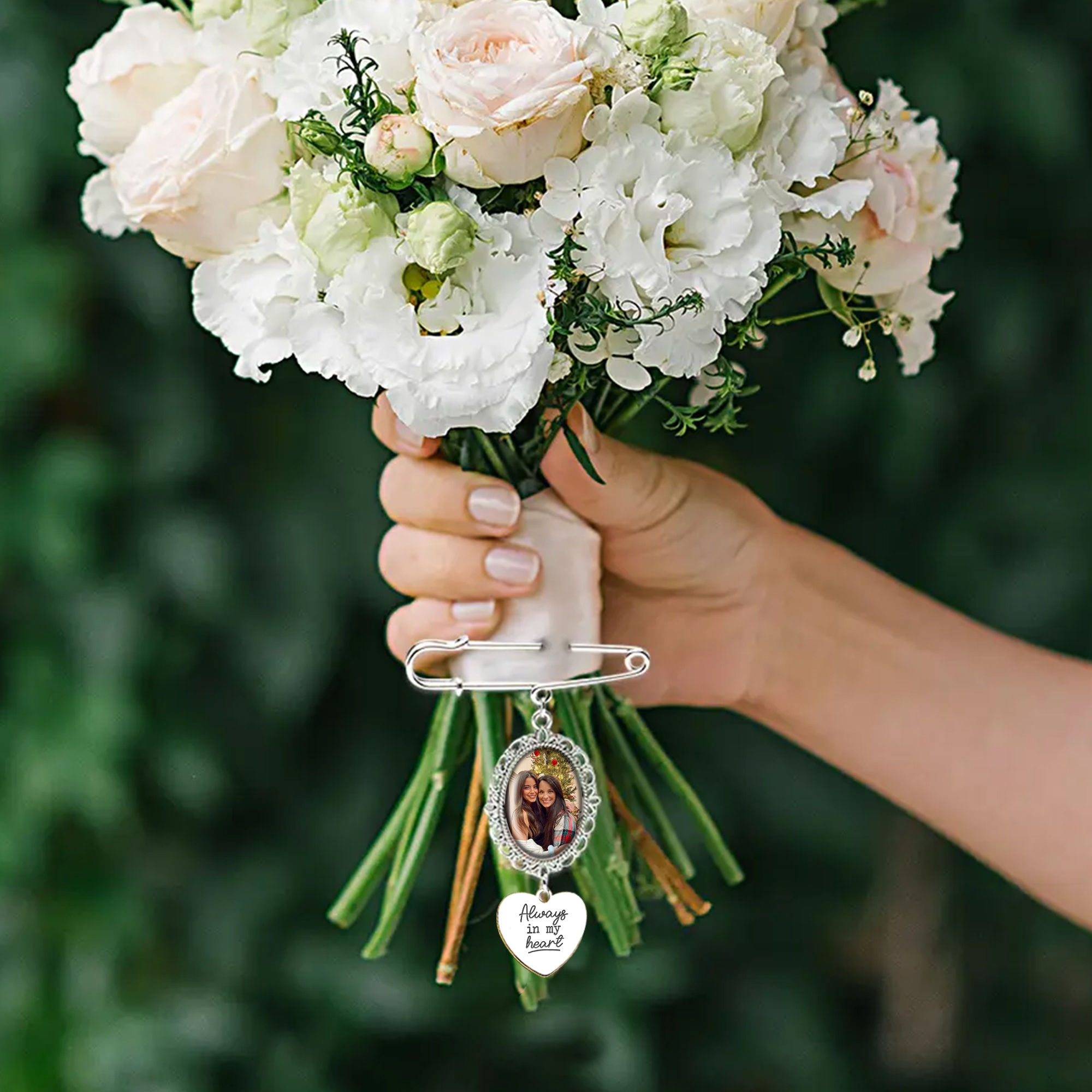 Memory Remembrance Pin - Bouquet Photo Pin - Bridal Bouquet Photo Charm ...