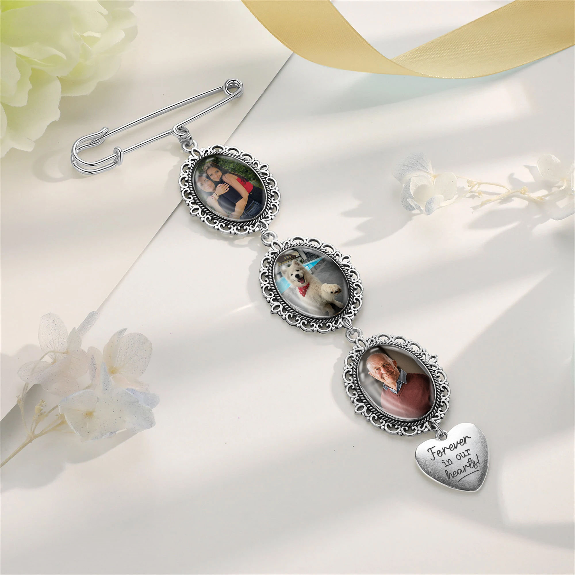 Memory Remembrance Pin - Bouquet Photo Pin - Bridal Bouquet Photo Charm ...