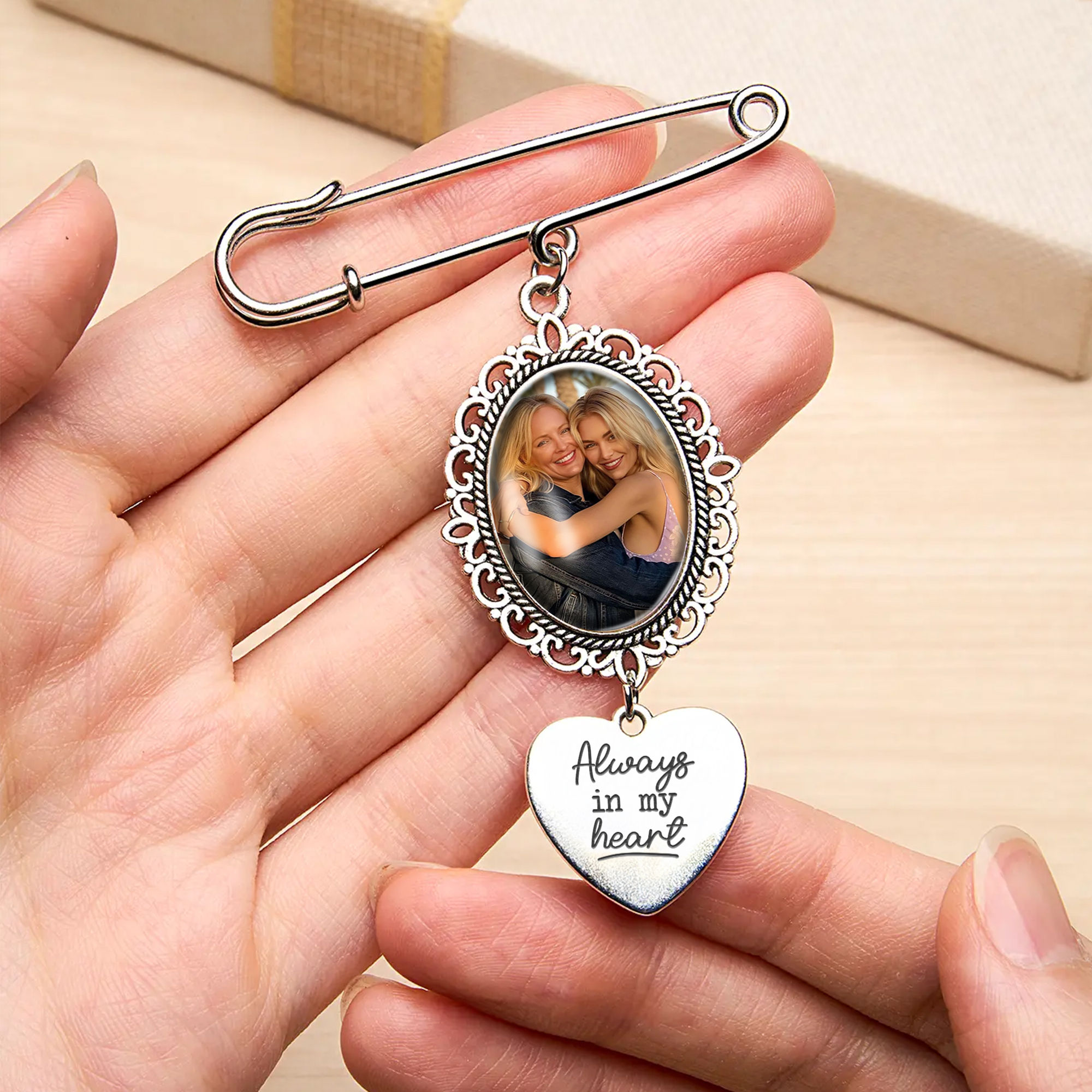 Memory Remembrance Pin - Bouquet Photo Pin - Bridal Bouquet Photo Charm ...