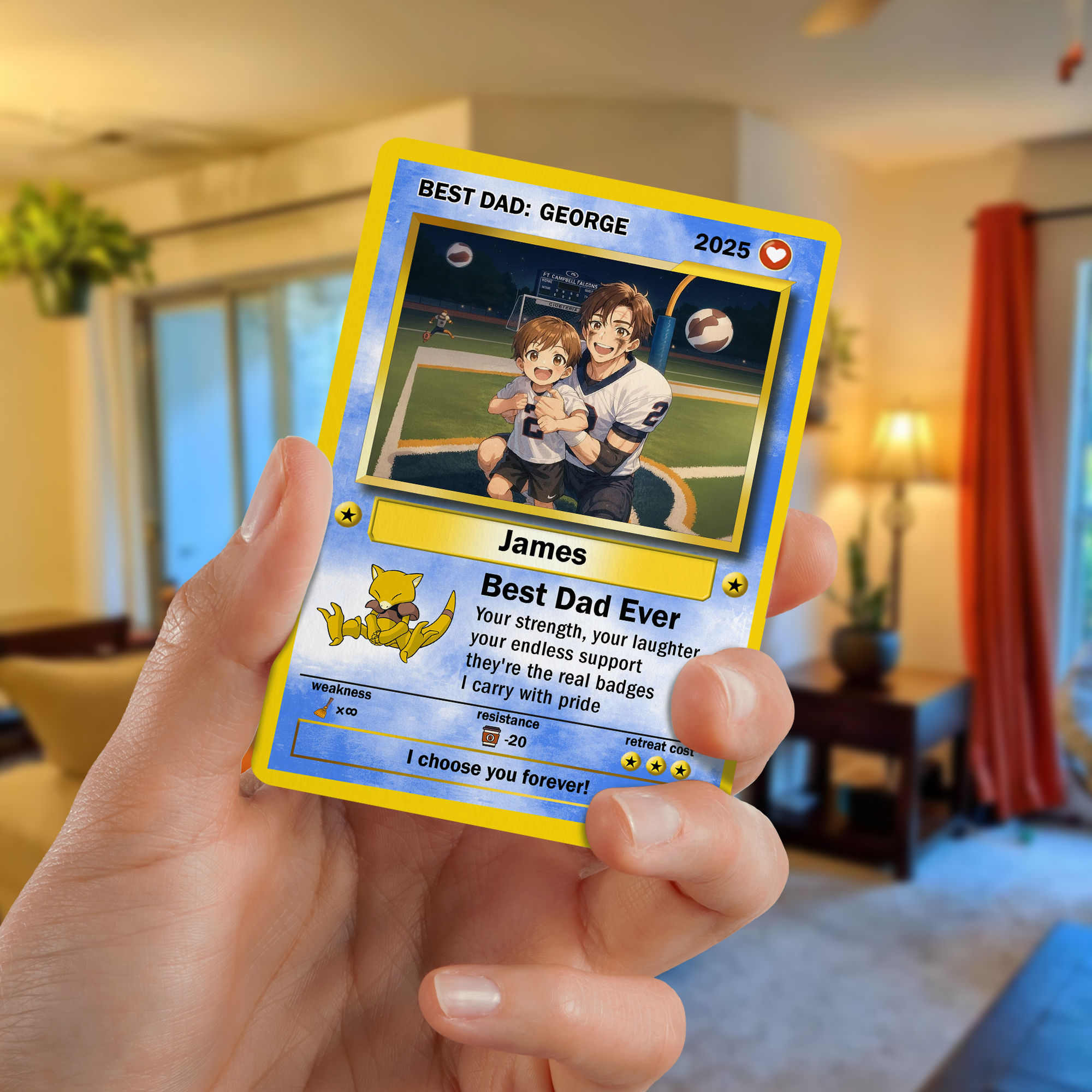 Poke Dad Card - Custom Poke Art Card - CUSTOM ANIME PHOTO Dad Card, Dad ...