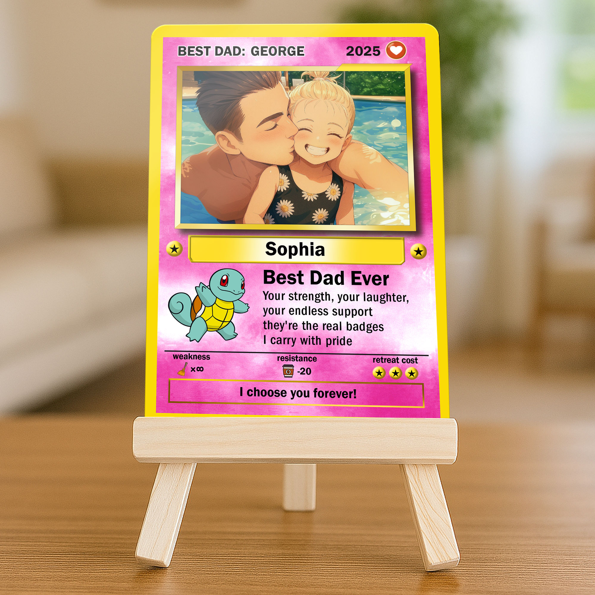 Poke Dad Card - Custom Poke Art Card - CUSTOM ANIME PHOTO Dad Card, Dad ...