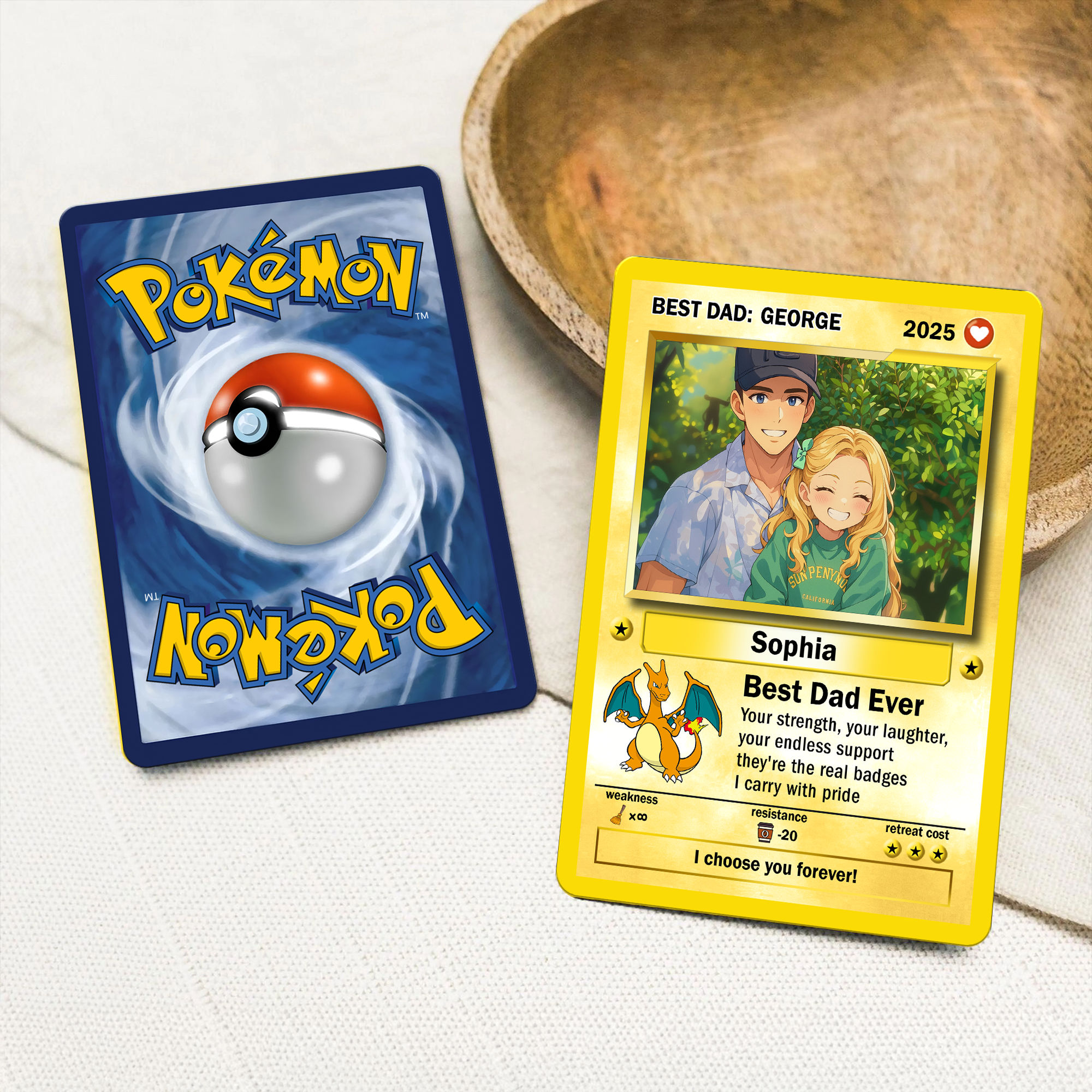 Poke Dad Card - Custom Poke Art Card - CUSTOM ANIME PHOTO Dad Card, Dad ...