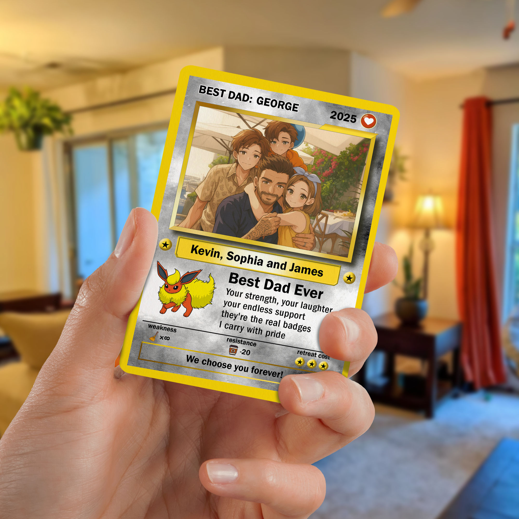 Poke Dad Card - Custom Poke Art Card - CUSTOM ANIME PHOTO Dad Card, Dad ...