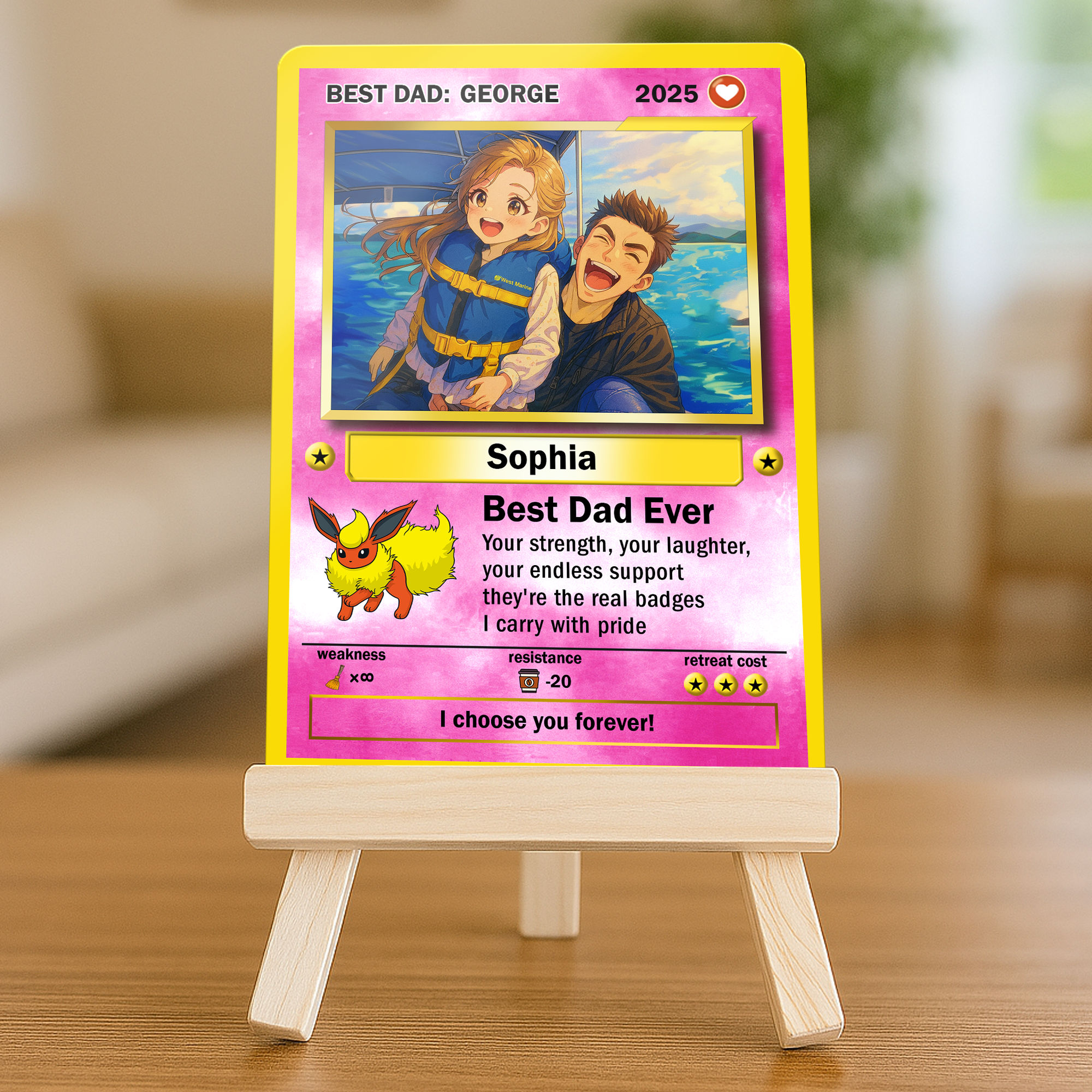Poke Dad Card - Custom Poke Art Card - CUSTOM ANIME PHOTO Dad Card, Dad ...
