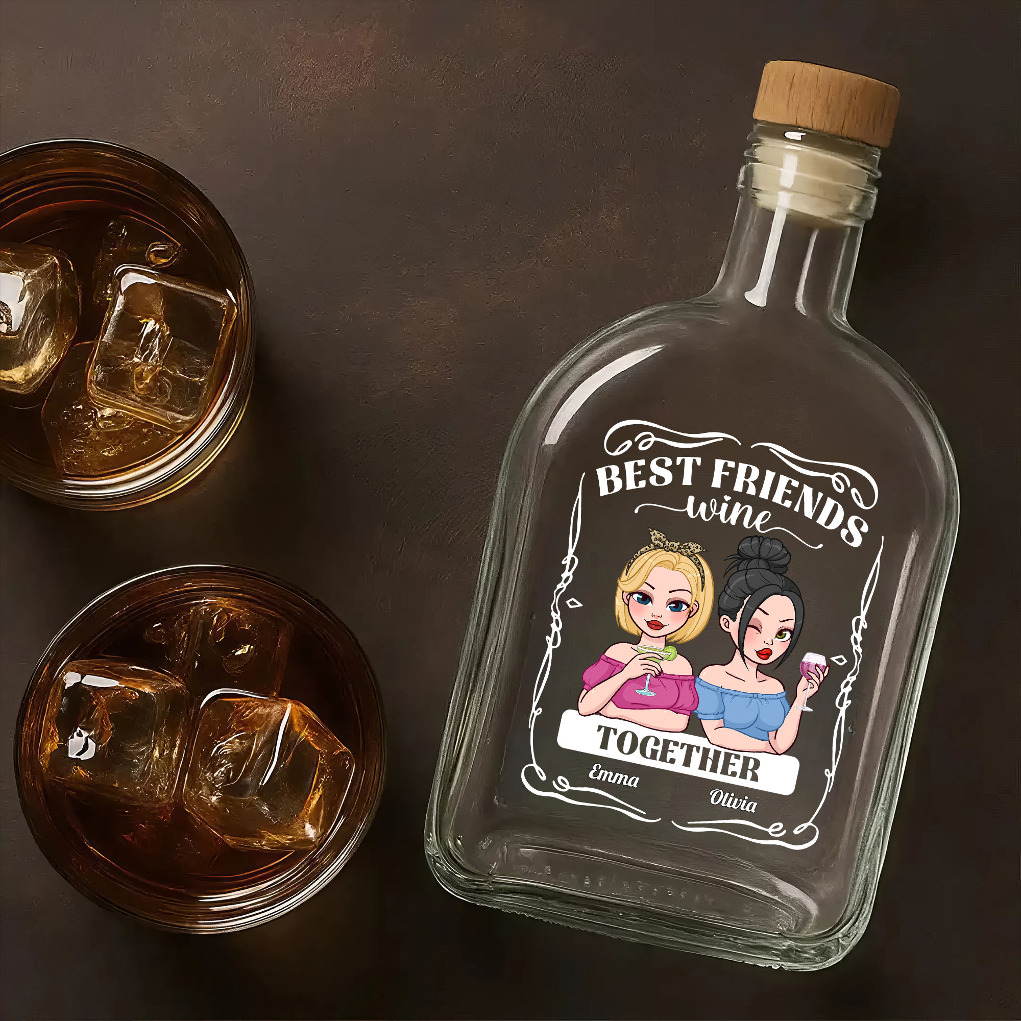 Custom Bottle - Best Friends Wine Together - Gift for birthday, gift ...