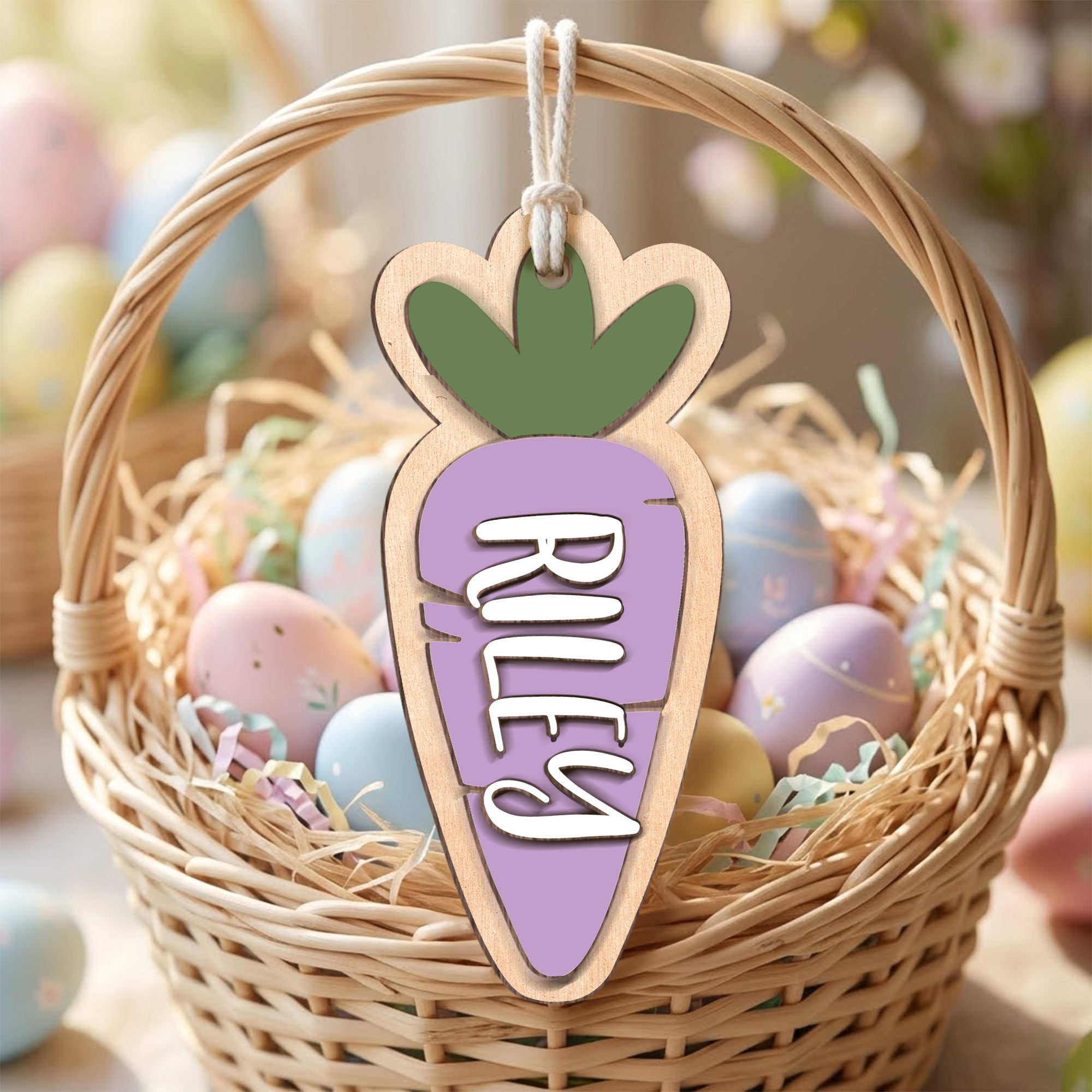 Kids Easter Name Tag - Carrot Easter Basket Tag, Custom Bunny Gift Tag ...