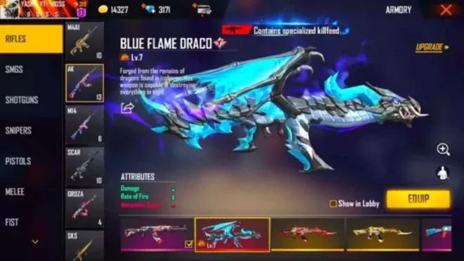 Best Free Fire Weapon Skins 2021