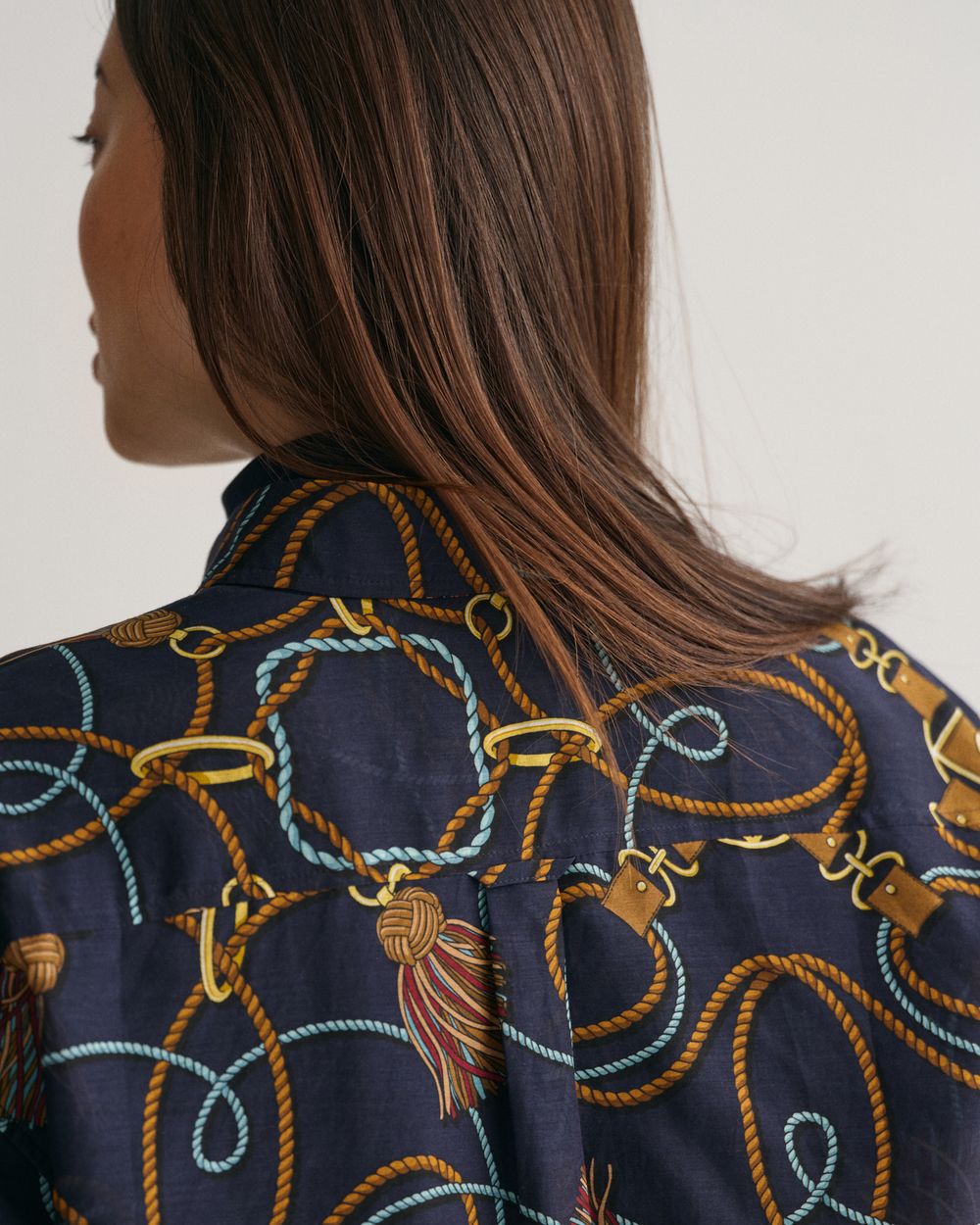 Rope print bluse i silke og bomull | Siste mote: Klær, tilbehør og ...