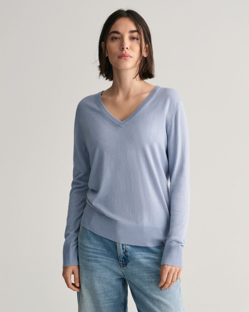 Finstrikket genser med V-hals | GANT Norge
