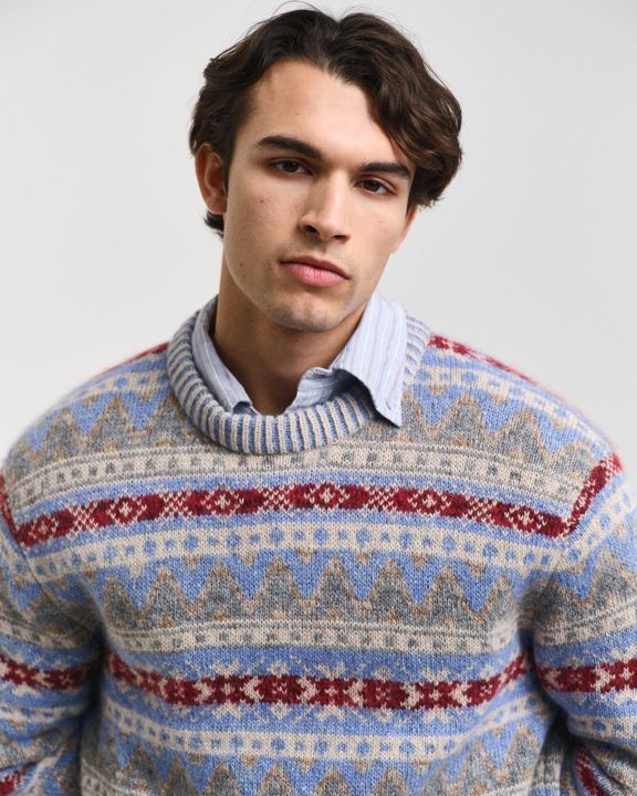 Fair isle genser med rund hals | GANT Norge
