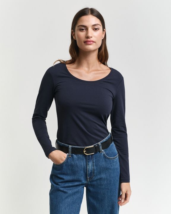 Longsleeve med scoop-neck | GANT Norge