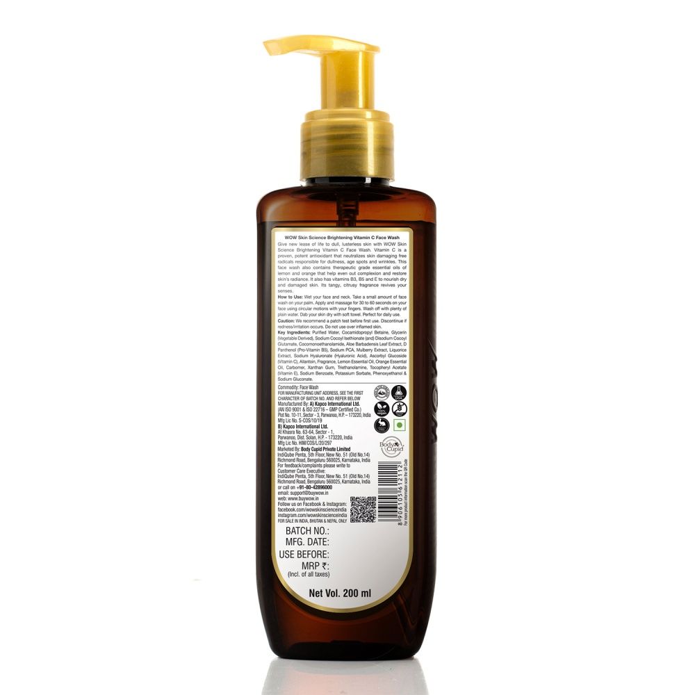 Wow Skin Science Brightening Vitamin C Face Wash 200 Ml Urban Muni