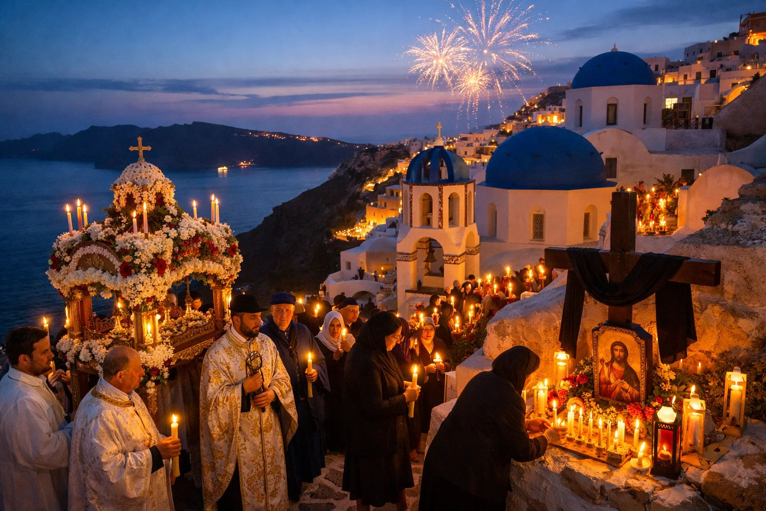 Easter (Greek Orthodox Holy Week) in Santorini, Greece