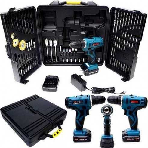 Boxer 18v Lithium Ion Cordless Drill/screwdriver Set - 2 Batteries - 94 Pcs