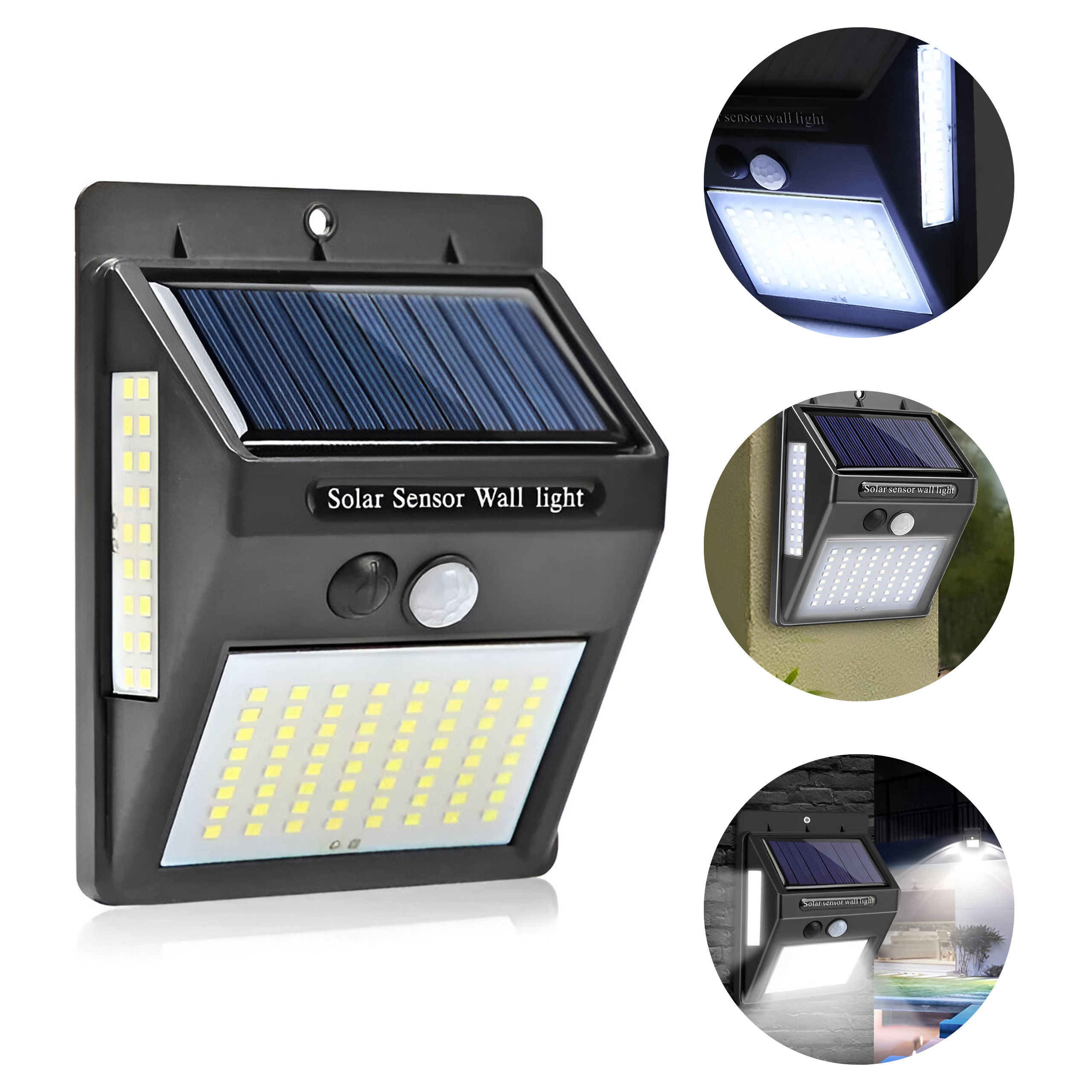 Solar Powered Led Wall Light Pir Sensor + Cds Night Sensor