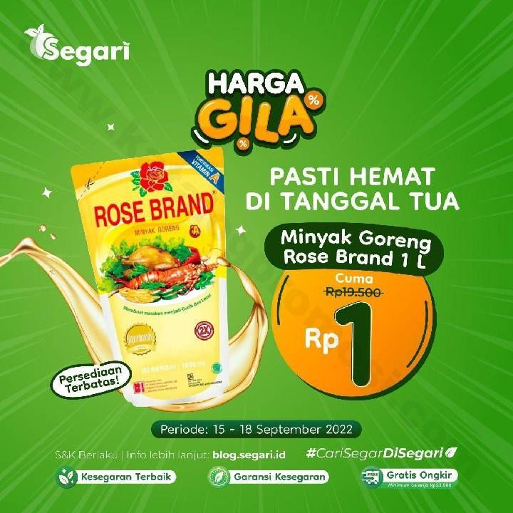 Minyak Goreng Rose Brand 1 L HARGA GILA di Segari CUMA RP1 Persediaan ...